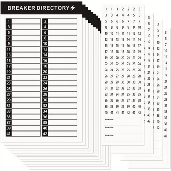ZONE- 16 Sheets Breaker Panel Labels Electrical Box Sticker Numbers ...