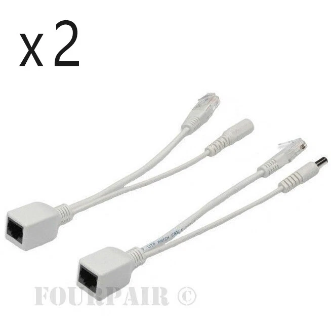 ZONE- 2 Pack Lot Power Over Ethernet Poe Adapter Injector Splitter Kit ...