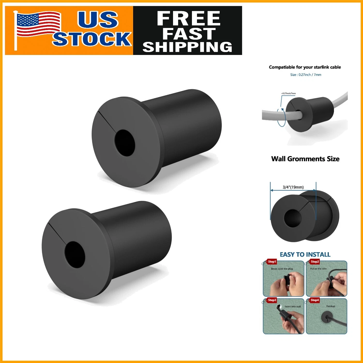 ZONE- Durable 3/4 Inch Silicone Cable Pass Through Grommets - Starlink ...