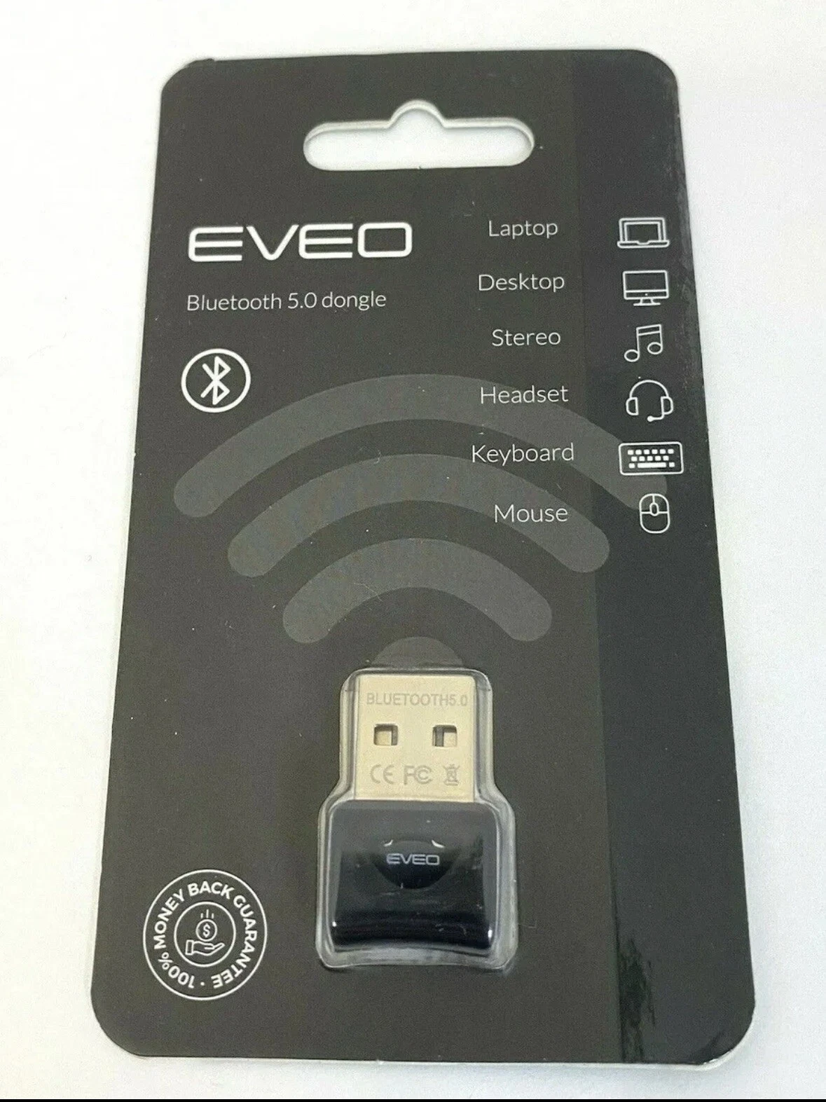 ZONE- Eveo Bluetooth 5.0 Dongle Adapter For Windows Pc Stereo Headset ...