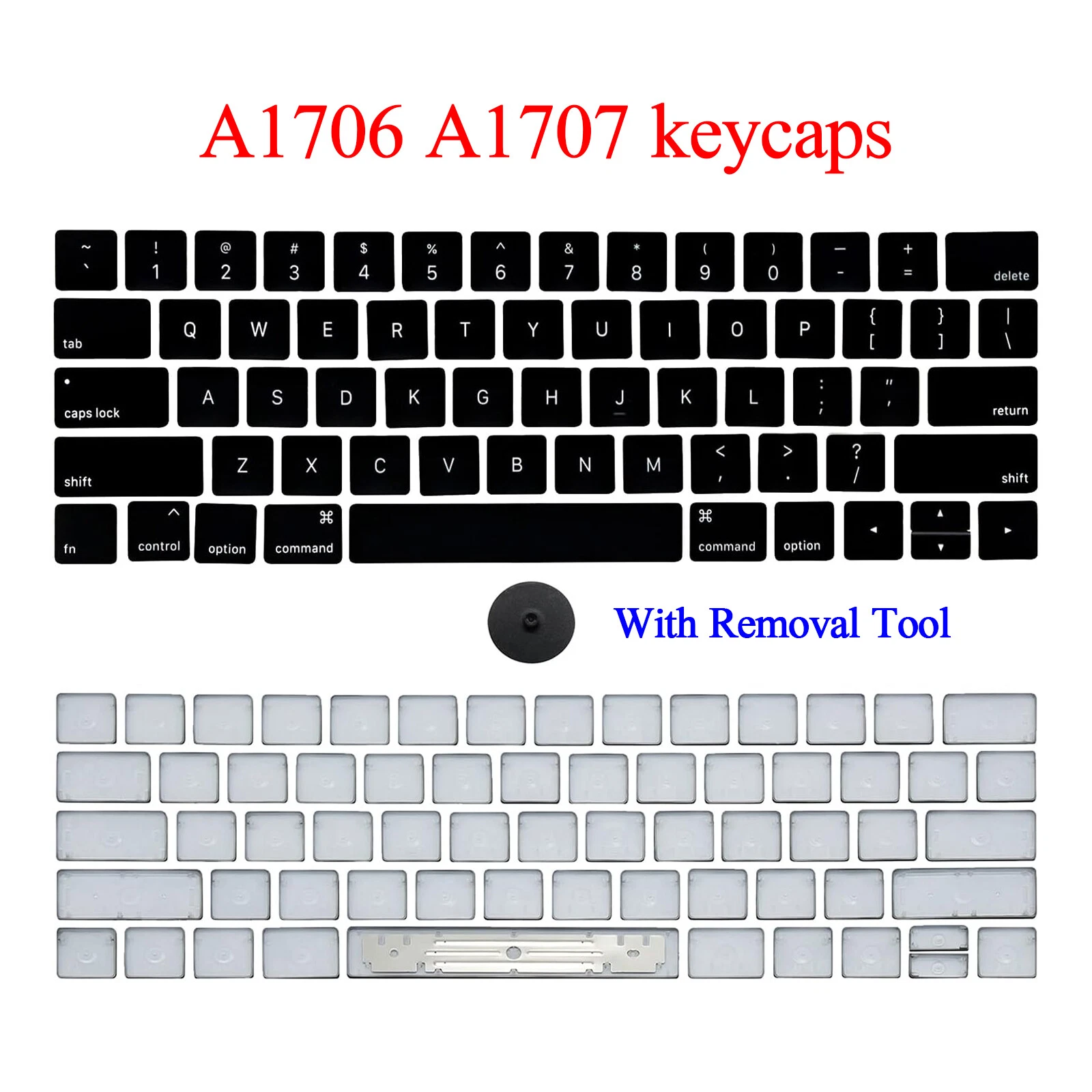 ZONE- For Macbook Pro 13" 15" A1706 A1707 Replacement Full Set Keyboard ...