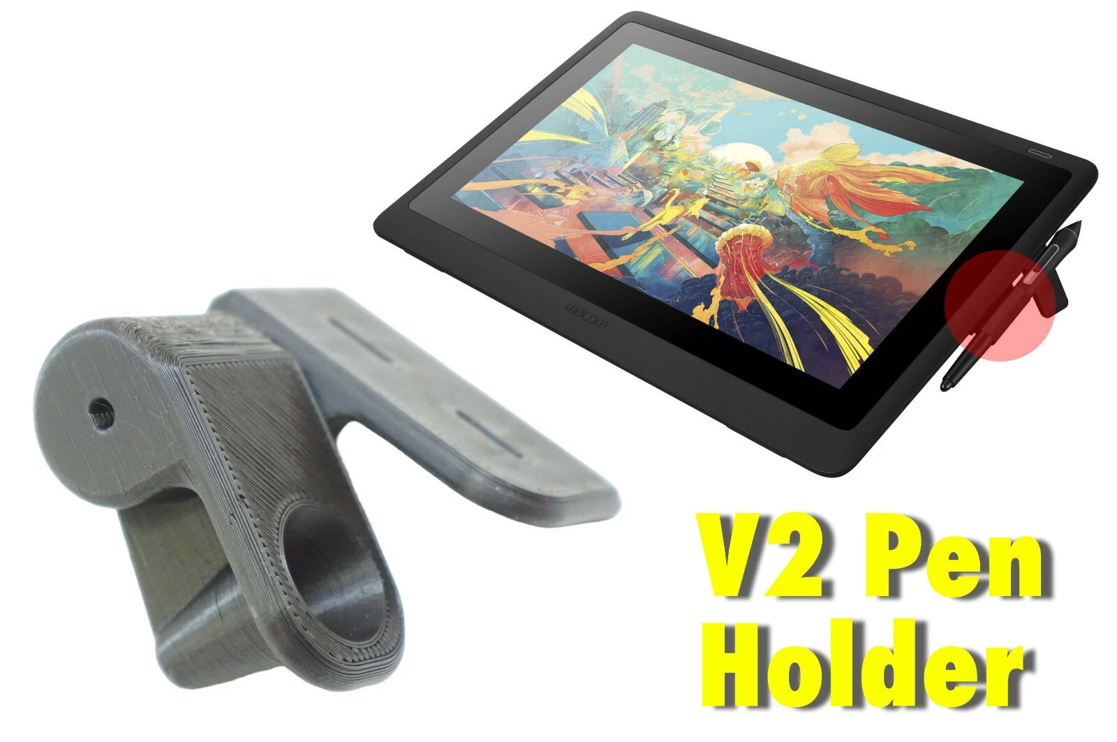ZONE- Side Mount Pen Holder V2 Swivel For Wacom Cintiq 16/22 Pro Pen 2 ...