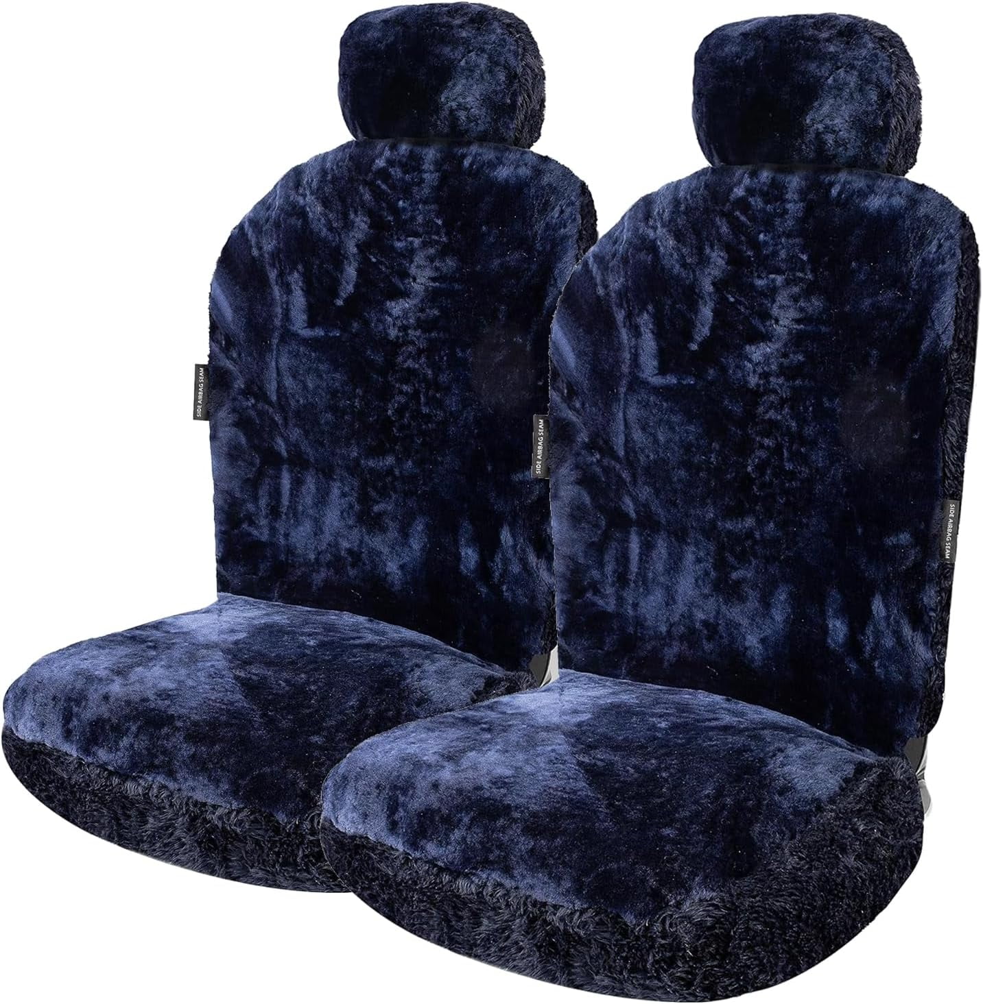 ZONETECH Car Seat Covers Full Set, 2- Pack Deep Blue Sheepskin Winter ...