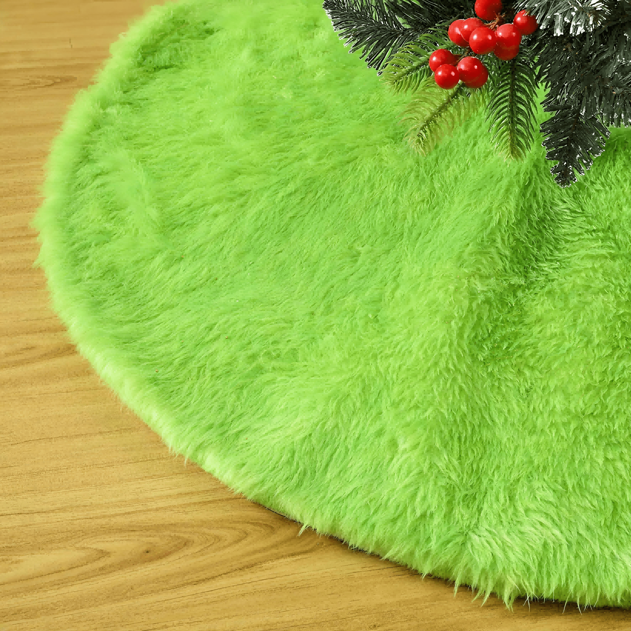 ZONSGIN Fluffy Christmas Tree Skirt - 36 Inch Round Faux Fur Tree ...