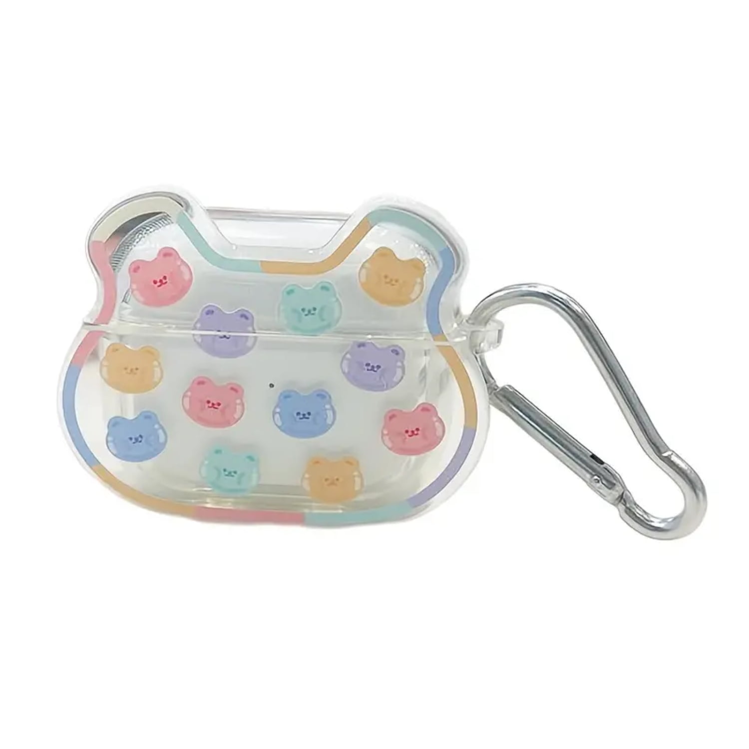 ZONXNJY Adorable and Colourful 3D Clear Transparent Bear AirPods Case with Keychain | Cute ...