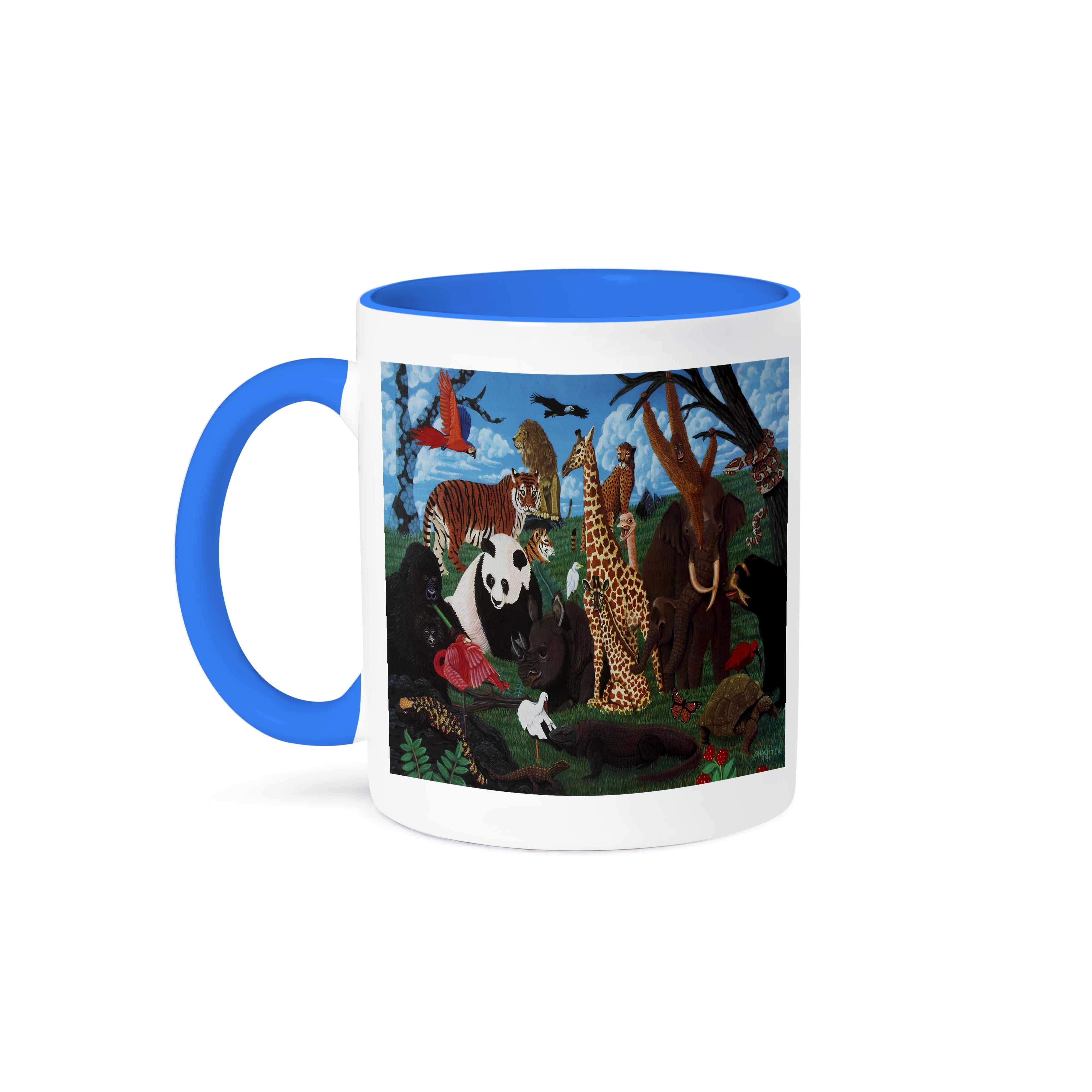 3dRose, ZOO ANIMALS, 11oz Two-Tone Blue Mug - Walmart.com