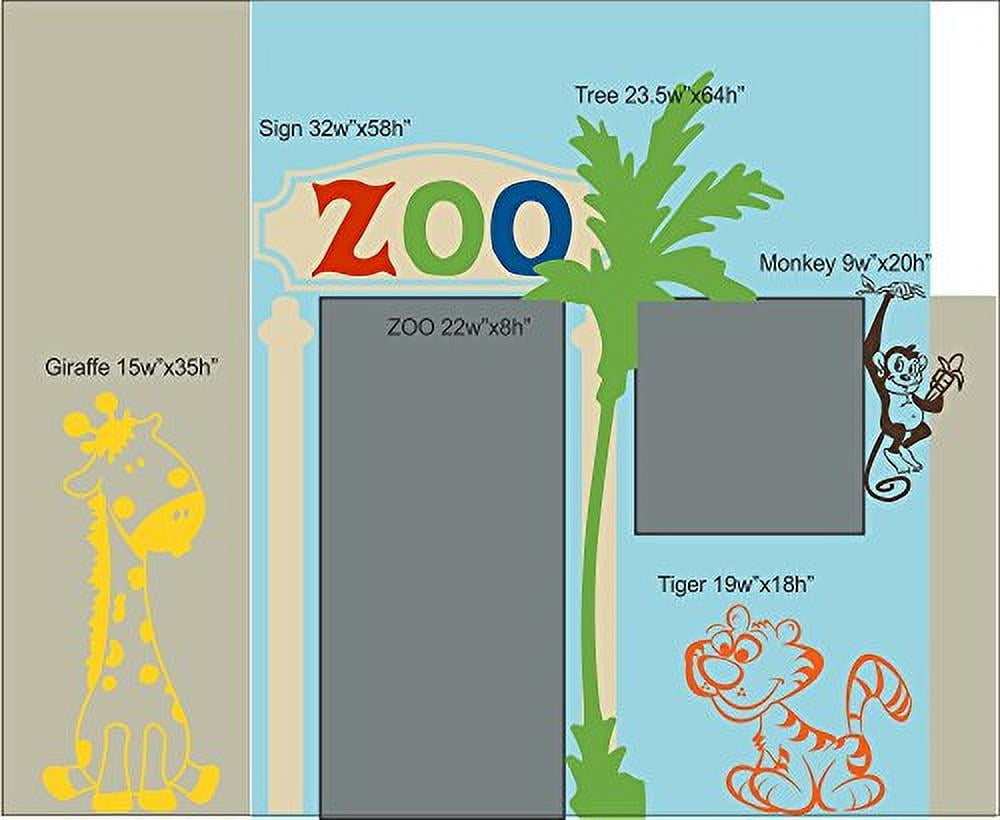 ZOO Theme Playhouse Kids Room Wall Decals Vinyl Stickers Wall Decor ...