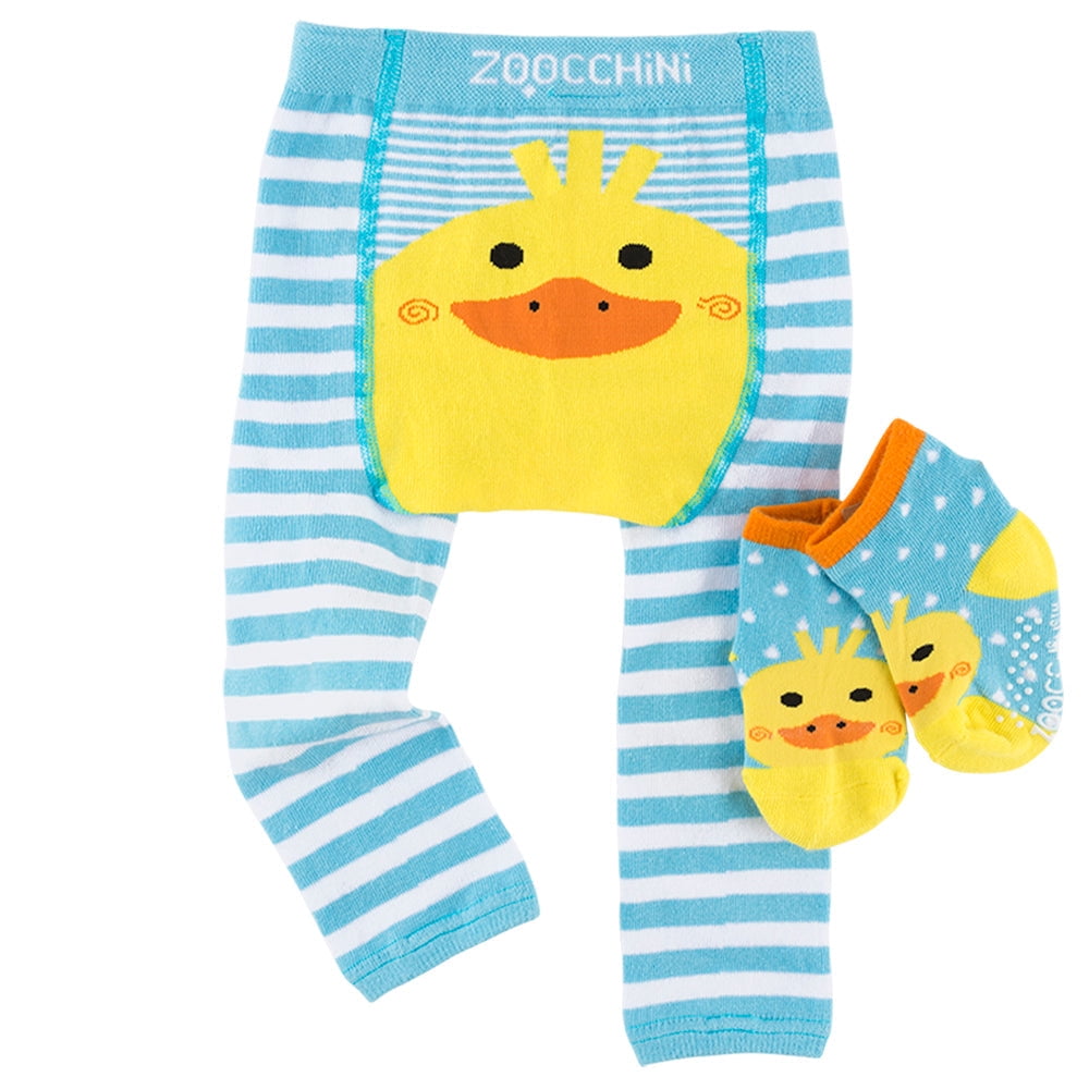 ZOOCCHINI Baby/Toddler Crawler Leggings & Socks Set - Puddles the Duck ...