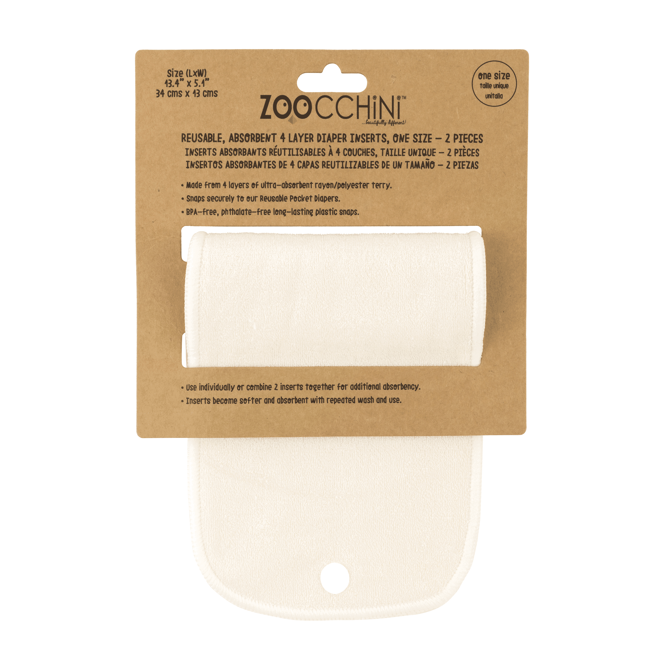ZOOCCHINI Reusable Cloth Pocket Diaper Inserts (2-pk) - Walmart.com