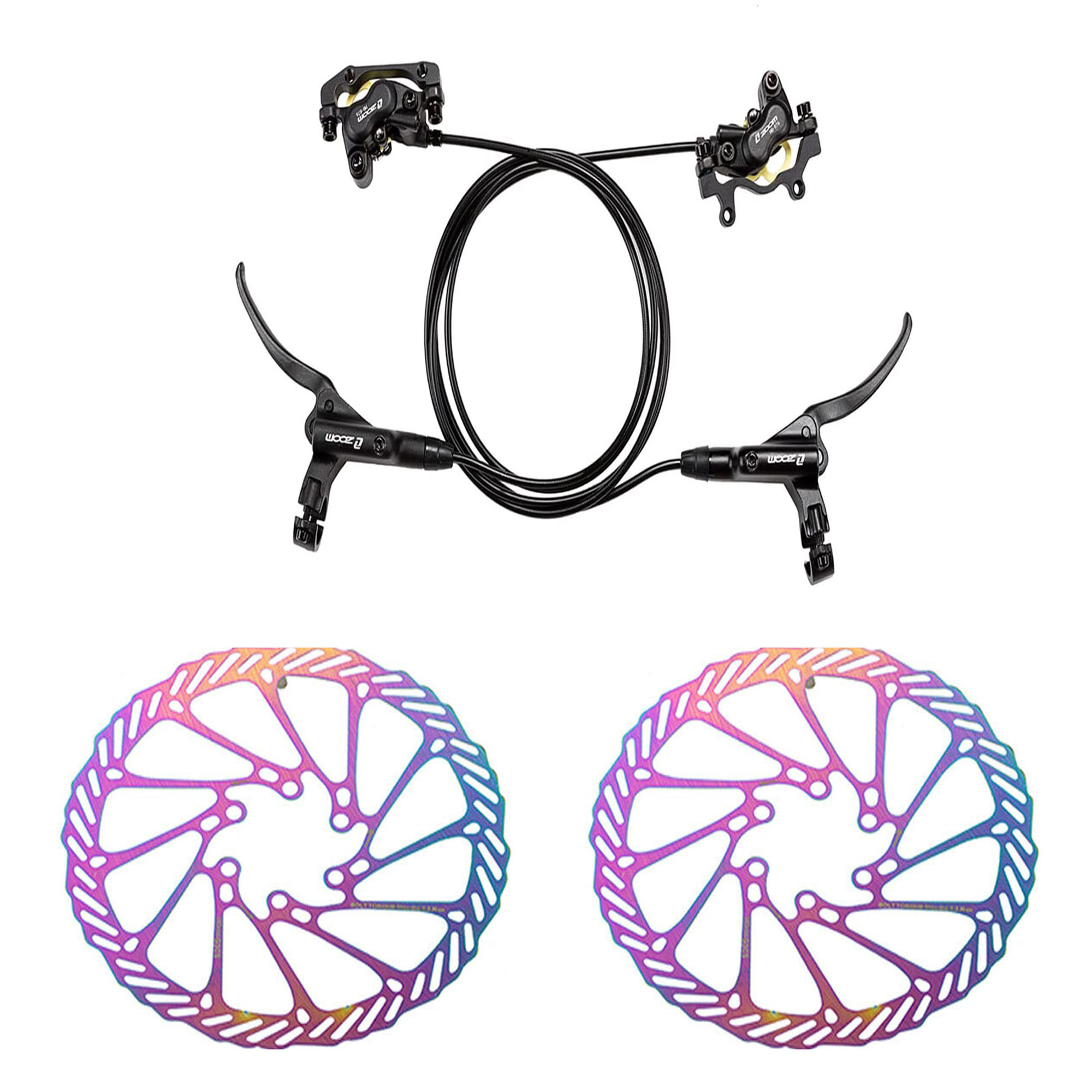 ZOOM 4 Piston Mountain Bicycle Hydraulic Disc Brake Front Rear with MTB ...