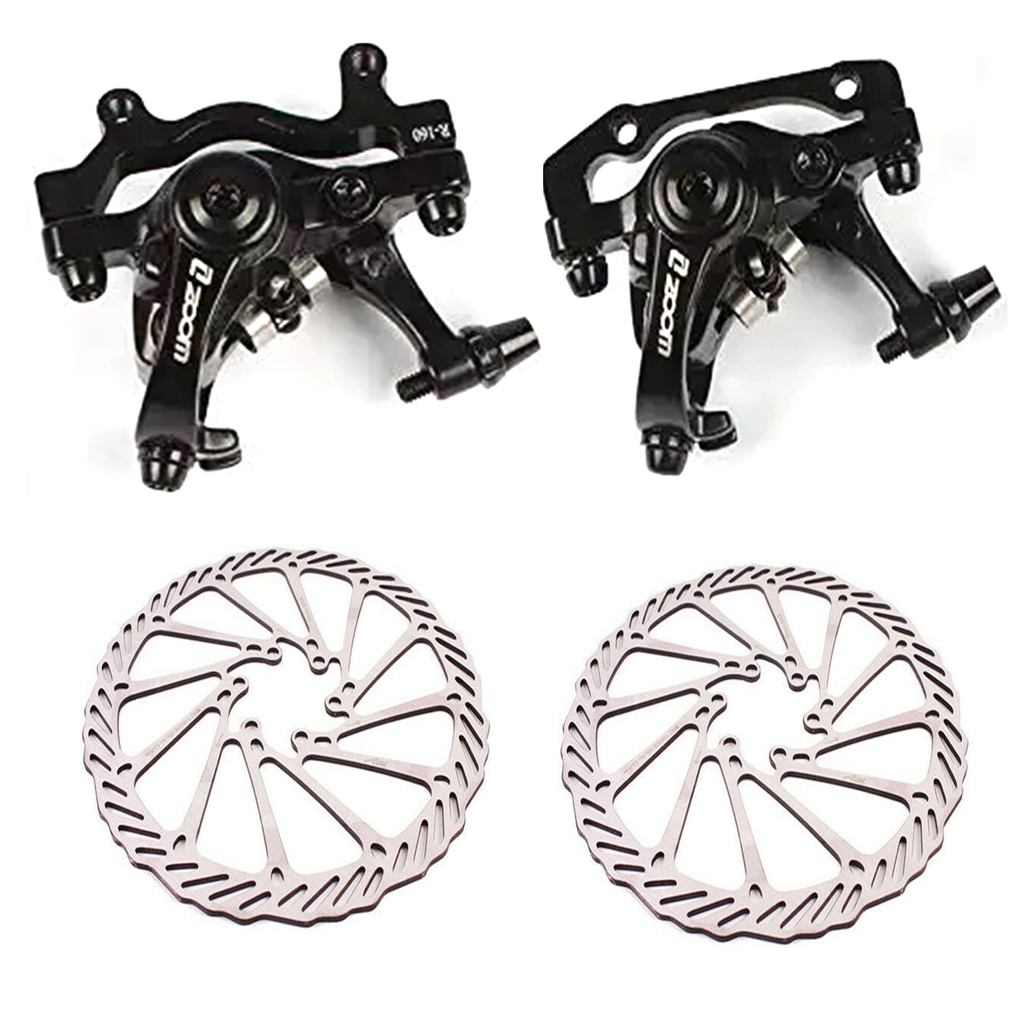 ZOOM MTB Bicycle Dual Piston Mechanical Disc Brake Caliper with G3 160mm Bike Disc Brakes Rotor ...