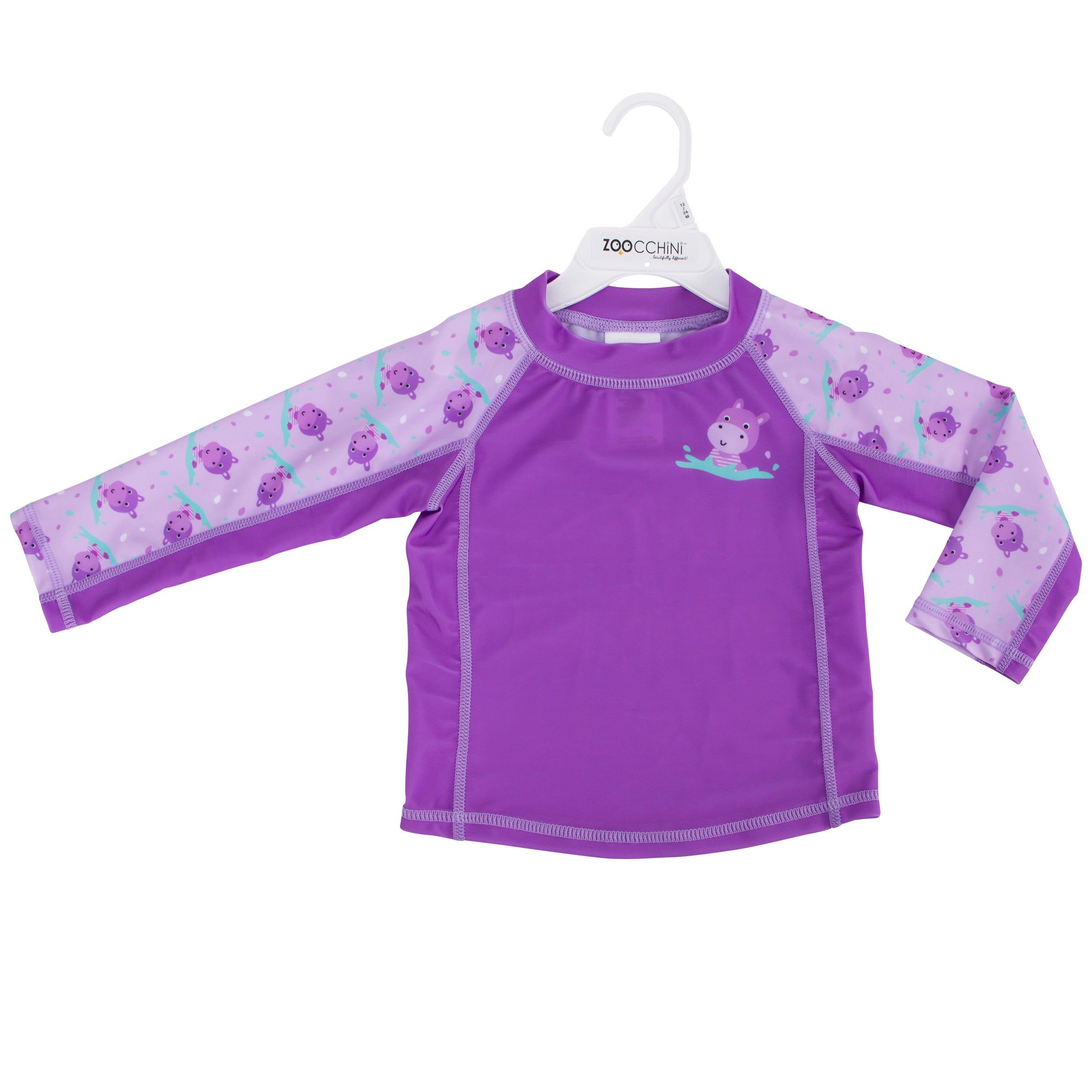 ZOOOCHINI Baby Rash Guard Long-Sleeve Swim Top - Harper the Hippo ...