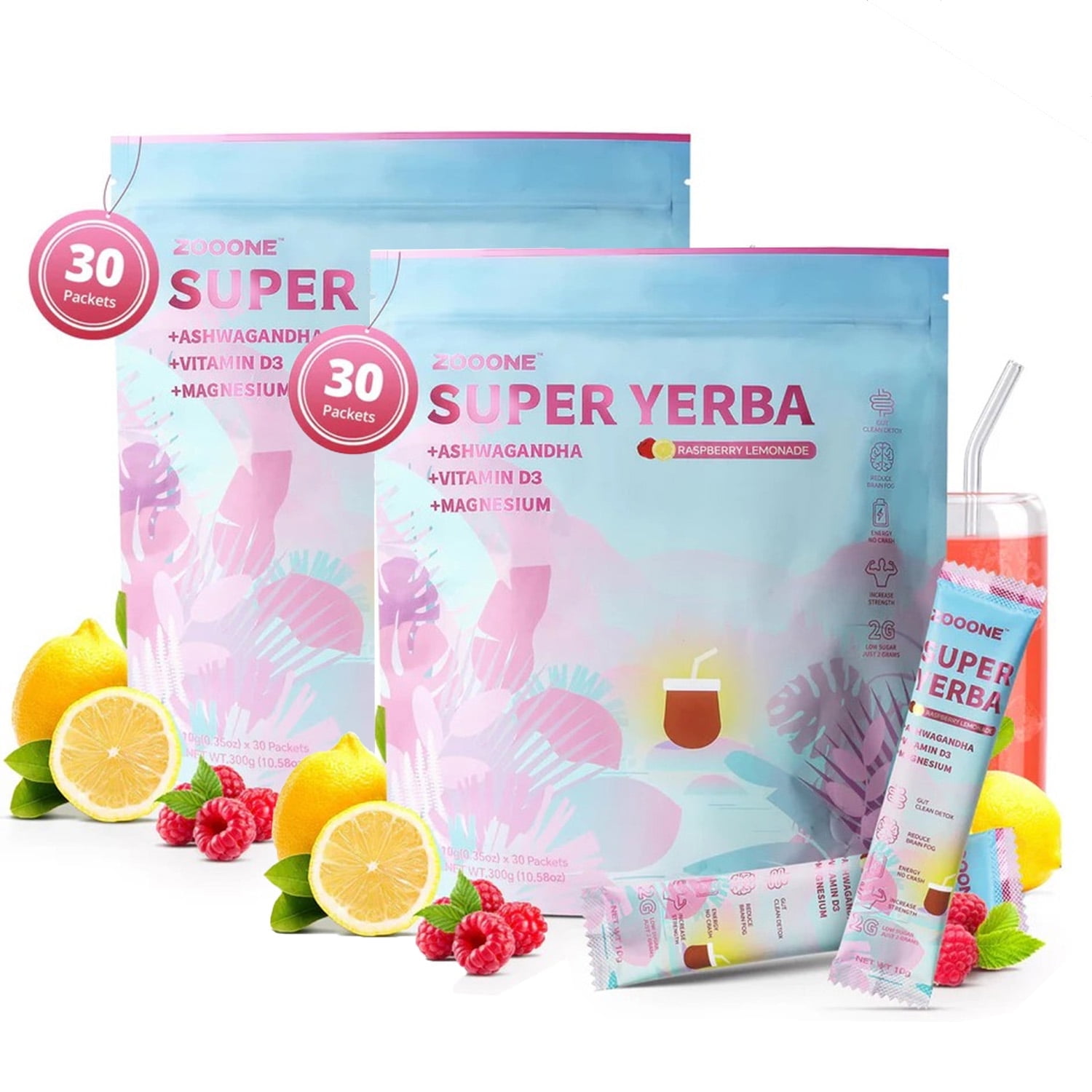 ZOOONE Super Yerba Mate Instant Tea Powder | Raspberry Lemonade Flavor ...