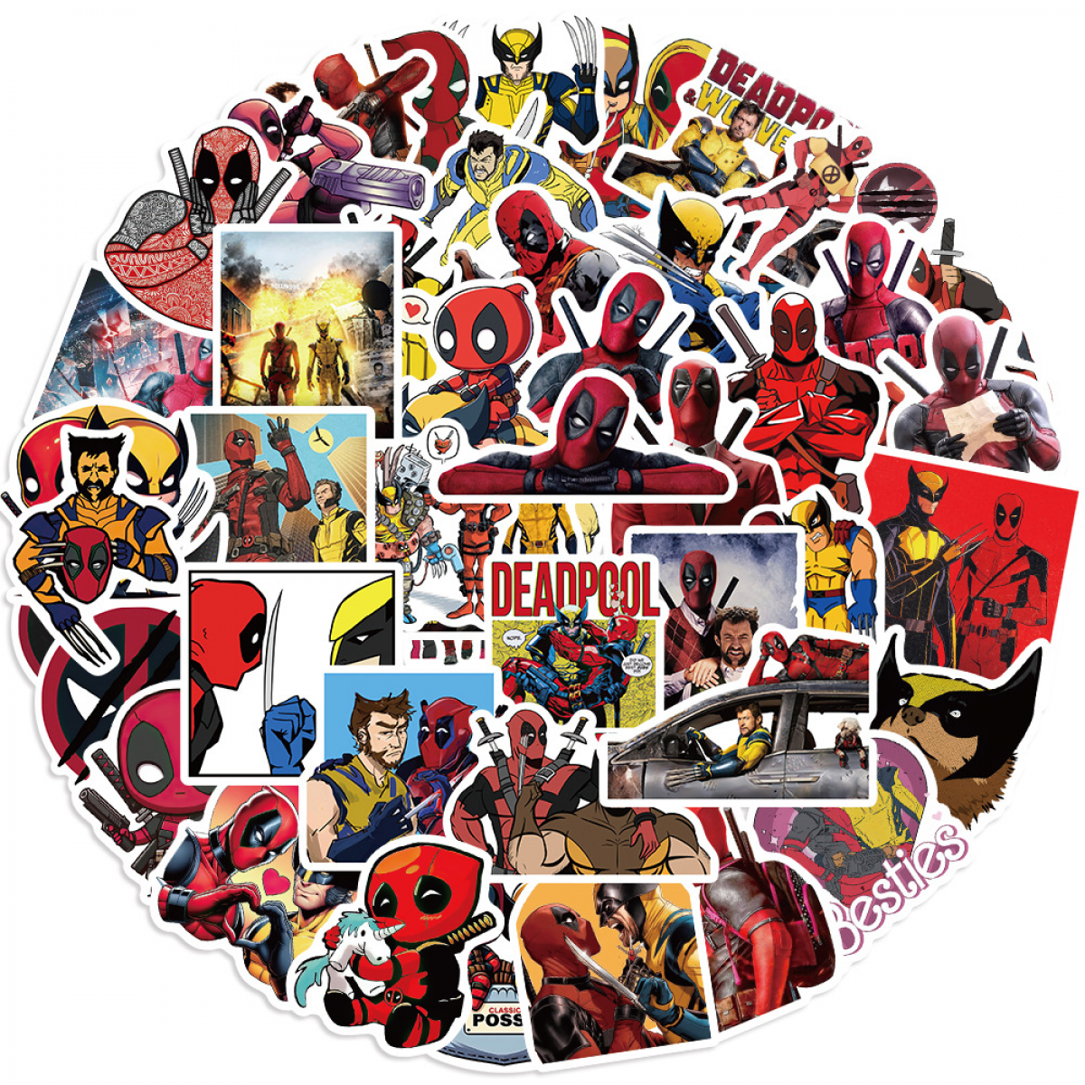 ZOOUSQII 100 PCS Cute Cartoon Deadpool & Wolverine Stickers, Waterproof ...