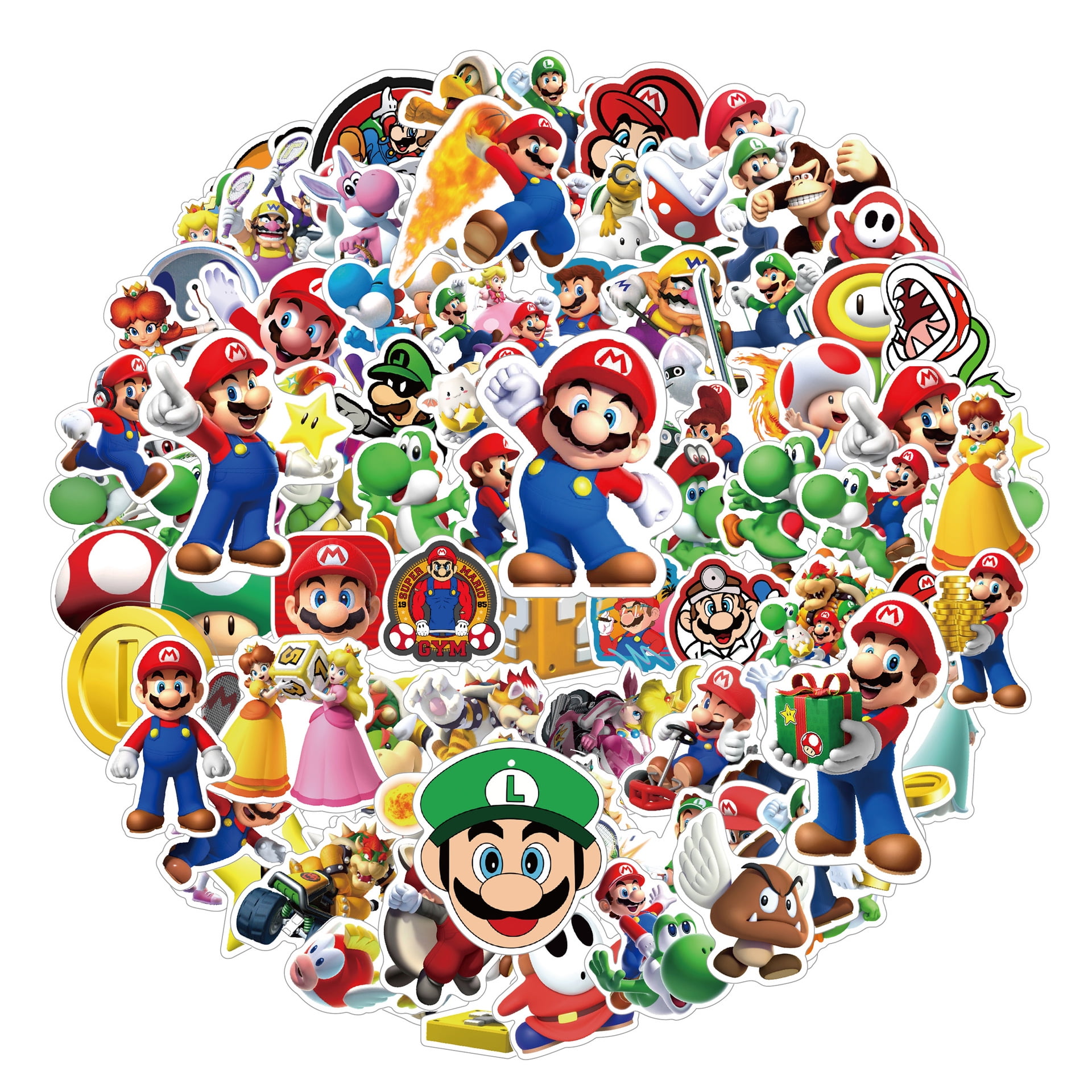 ZOOUSQII 100Pcs Cute Super Mario Cartoon Stickers, Waterproof Vinyl ...