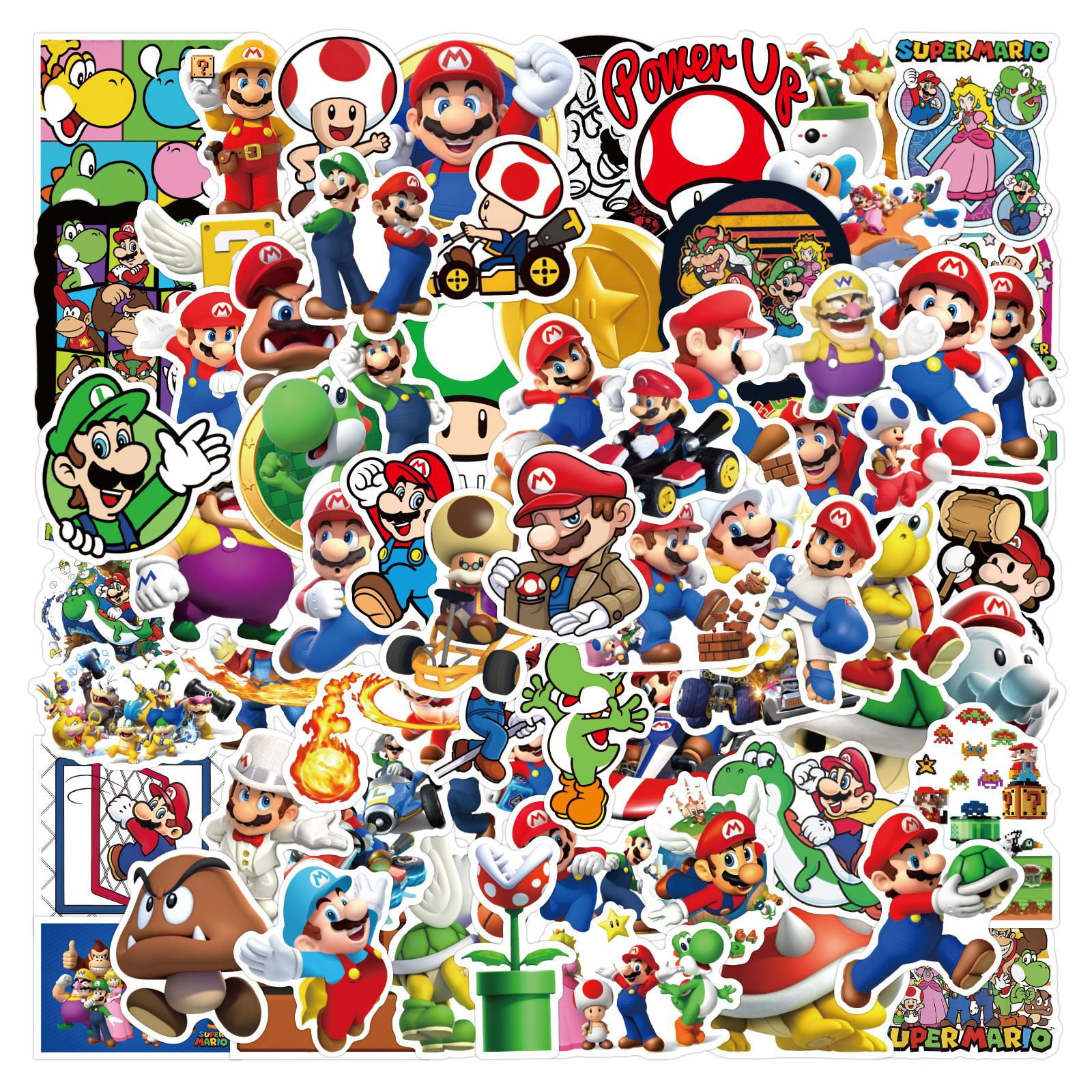 ZOOUSQII 100Pcs Cute Super Mario Cartoon Stickers, Waterproof Vinyl ...