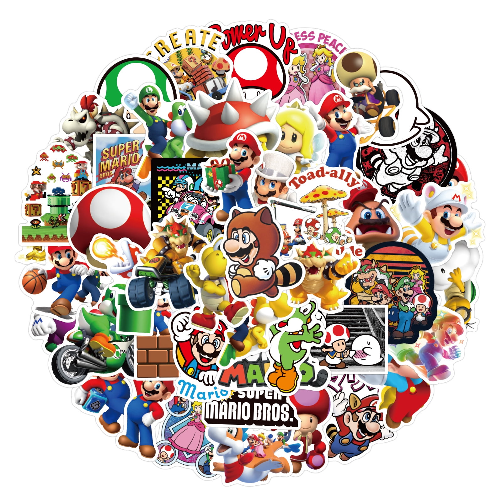 ZOOUSQII 100Pcs Cute Super Mario Cartoon Stickers, Waterproof Vinyl ...