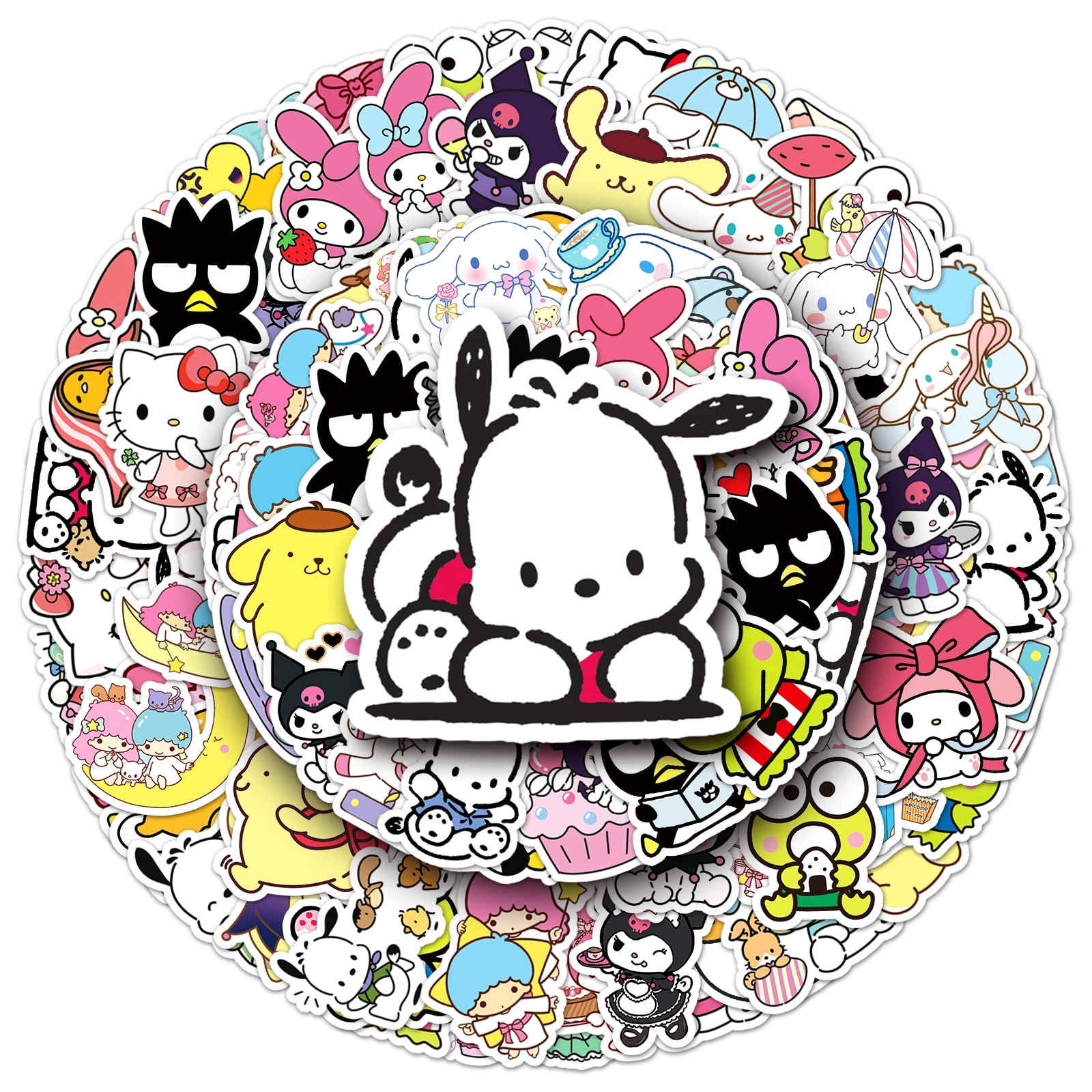 ZOOUSQII 100pcs Cute Sanrio Cartoon Stickers, Waterproof Vinyl Decal ...