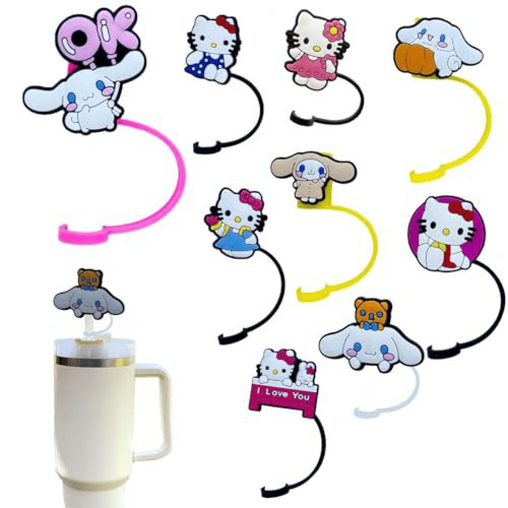 ZOOUSQII 10Pcs Straw Covers Cap for Stanley Cup, Cute Sanrio Silicone ...