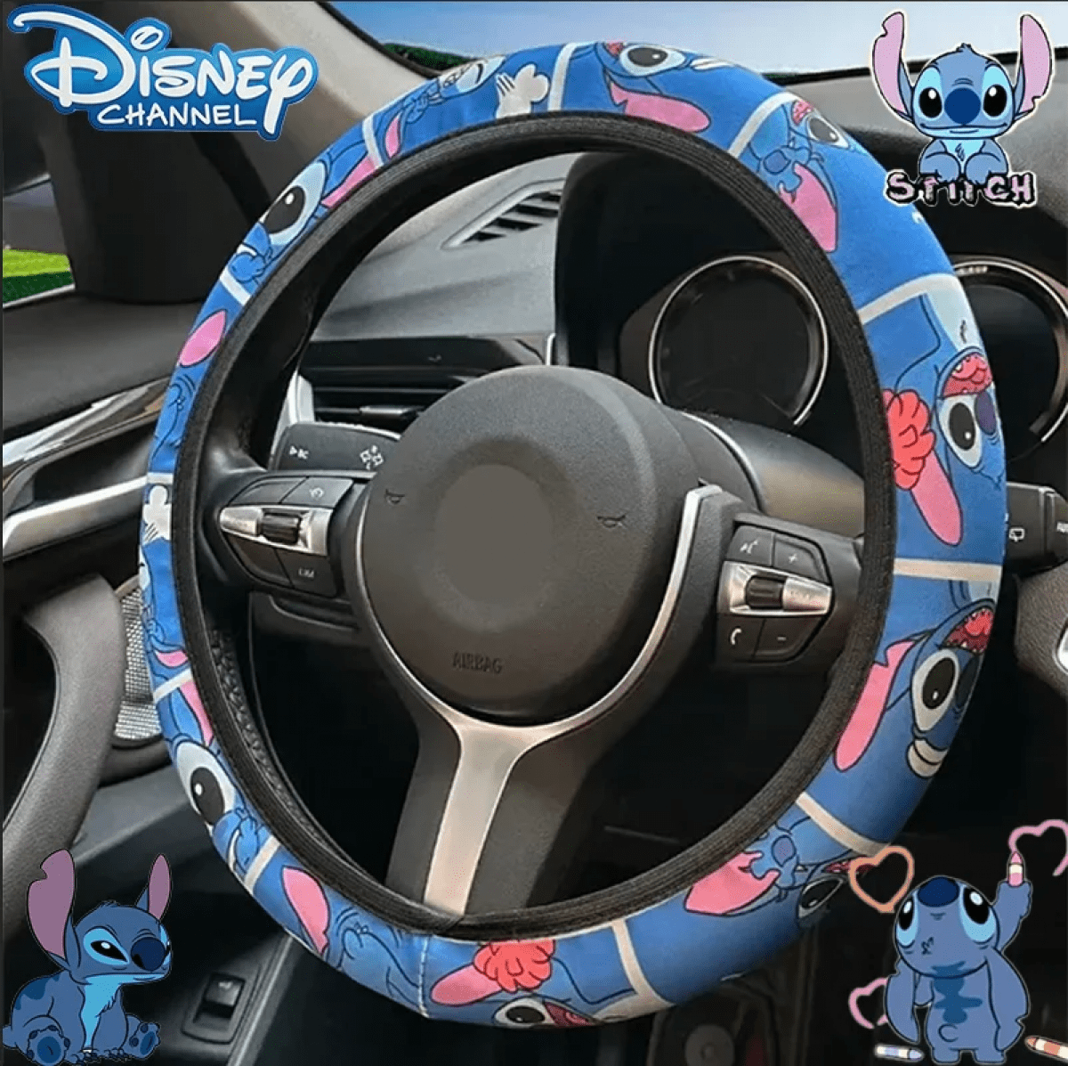 ZOOUSQII 15in Cute Cartoon Stitch Steering Wheel Cover - Universal Car ...