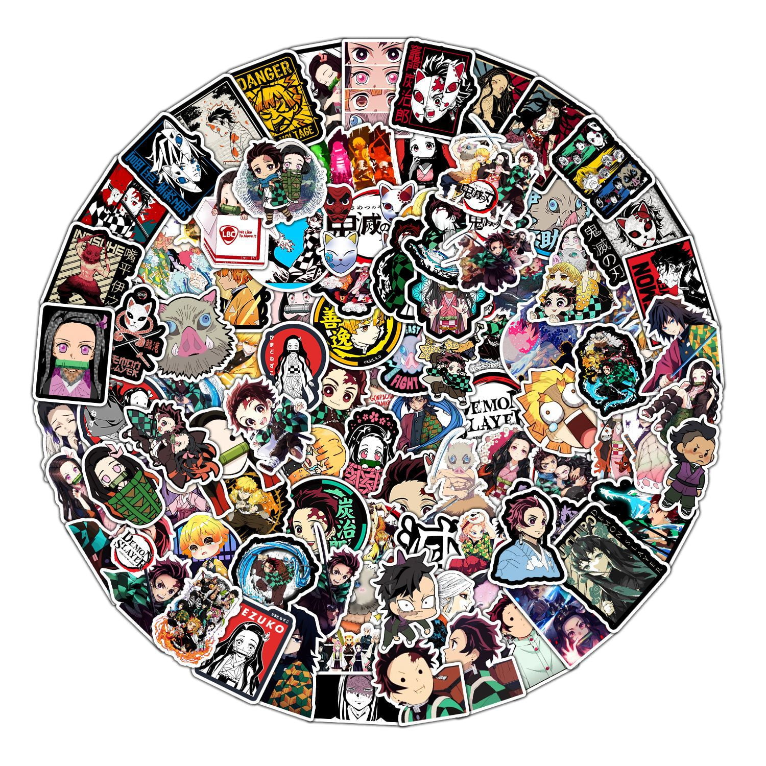 ZOOUSQII 200 PCS Cute Cartoon Demon Slayer Stickers, Waterproof Vinyl ...