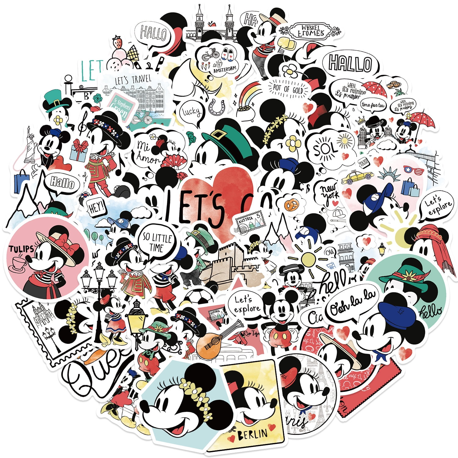 ZOOUSQII 200 PCS Cute Cartoon Mickey Mouse Stickers, Waterproof Vinyl ...