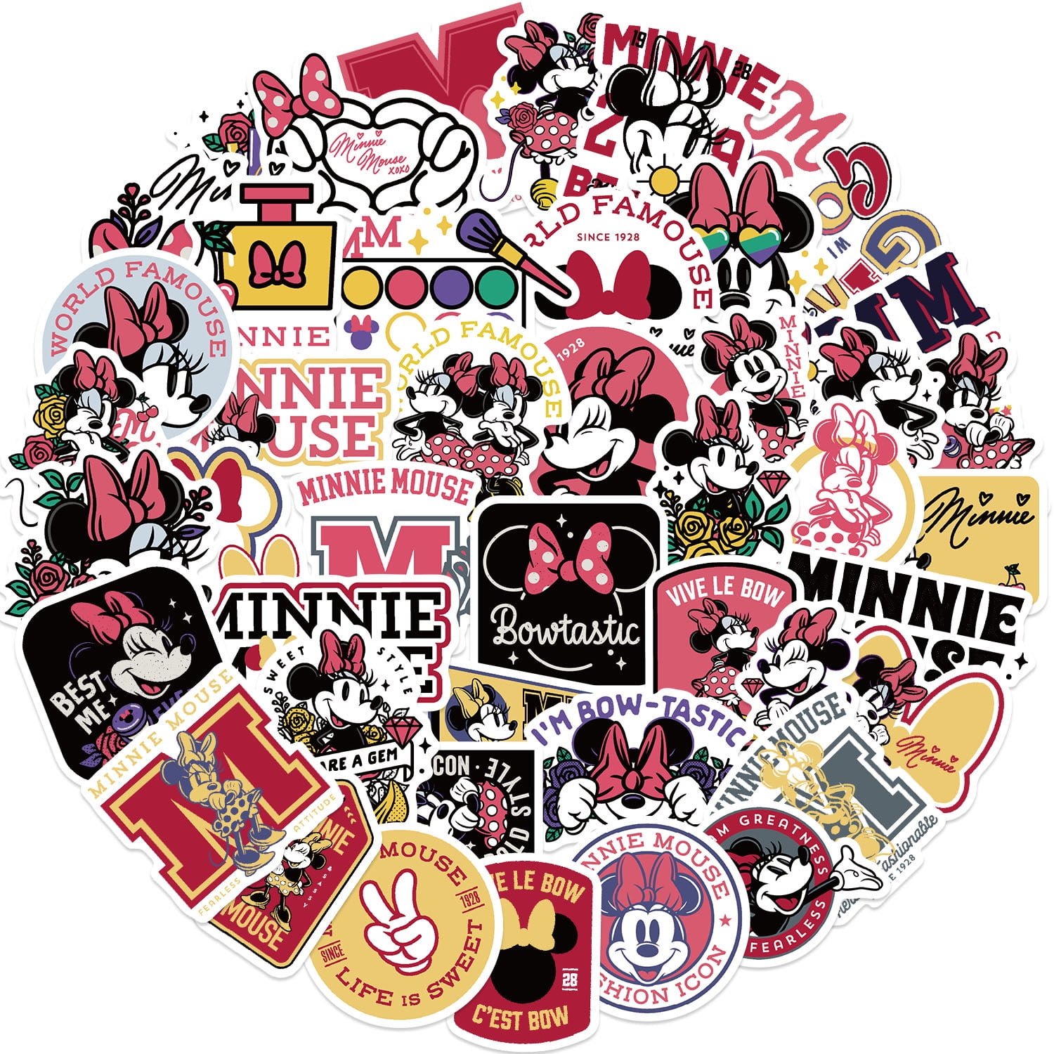 ZOOUSQII 200 PCS Cute Cartoon Minnie Mouse Stickers, Waterproof Vinyl ...