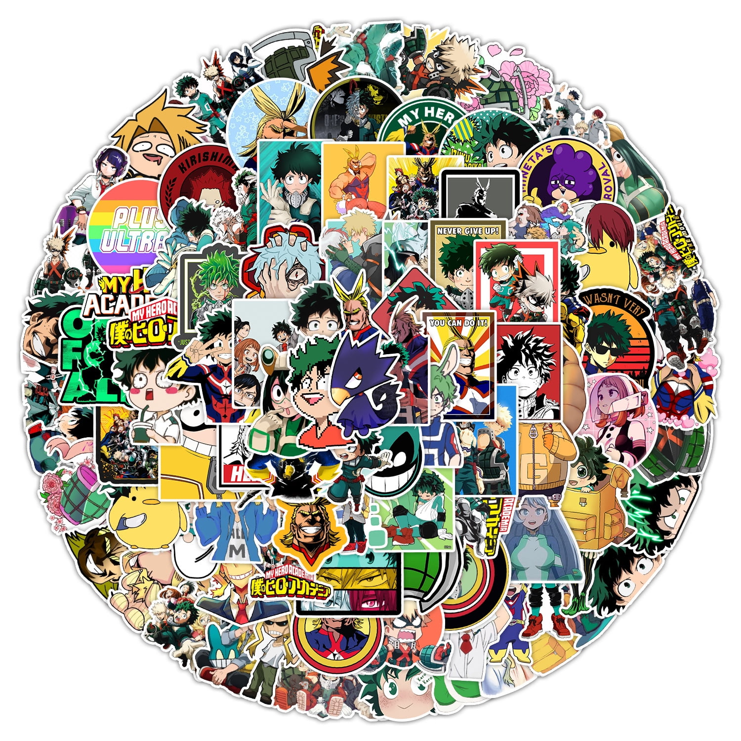 ZOOUSQII 200 PCS Cute Cartoon My Hero Academia Stickers, Waterproof ...
