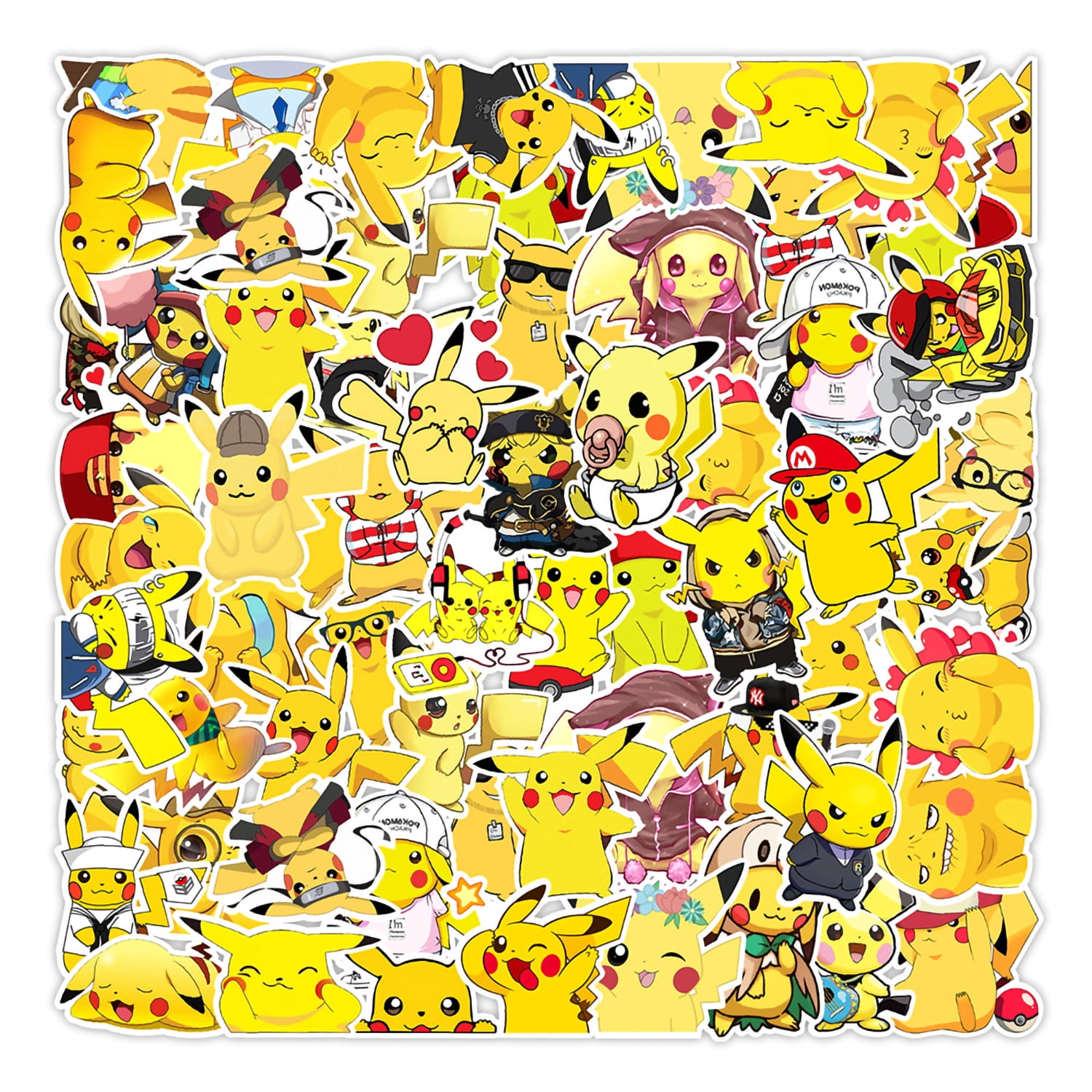 ZOOUSQII 200 PCS Cute Cartoon _Pikachu Stickers, Waterproof Vinyl Decal ...