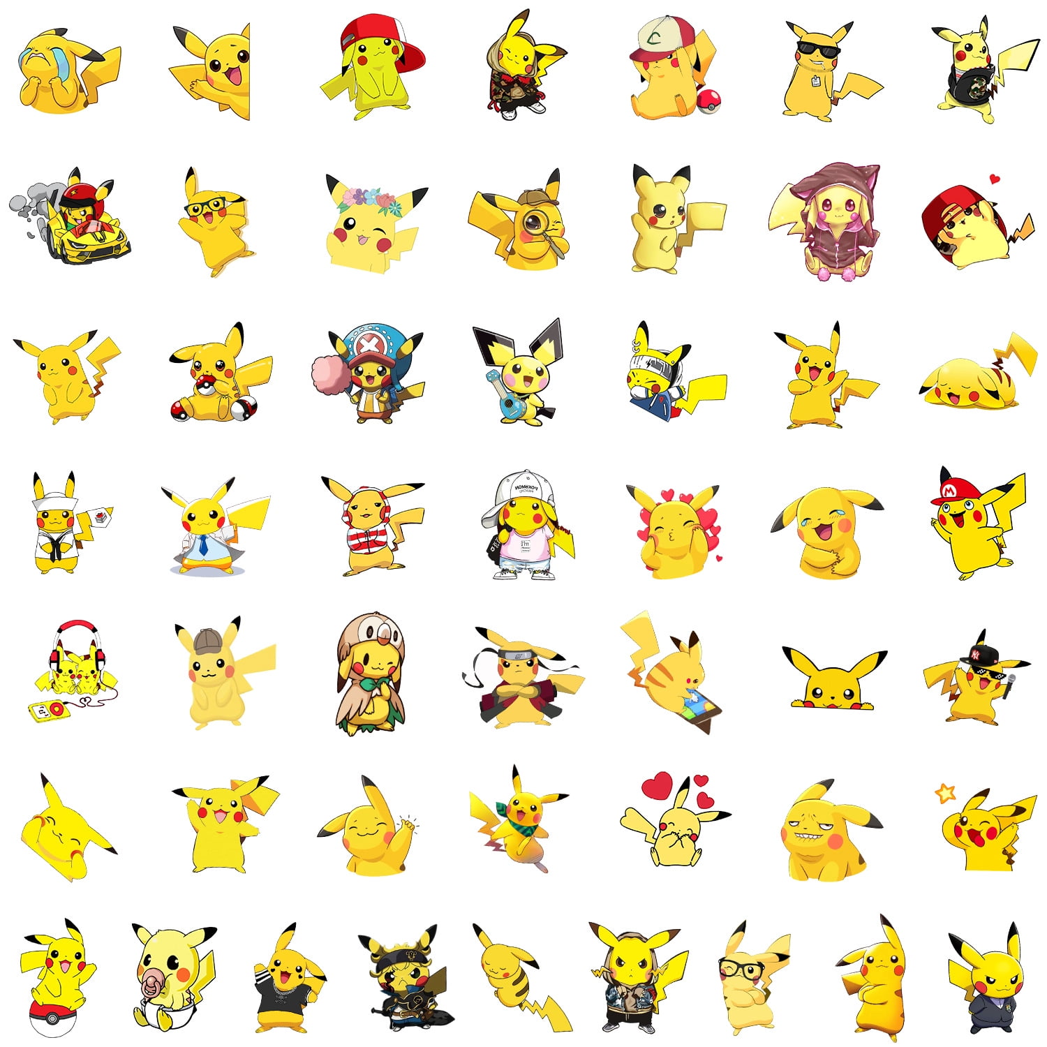 ZOOUSQII 200 PCS Cute Cartoon _Pikachu Stickers, Waterproof Vinyl Decal ...