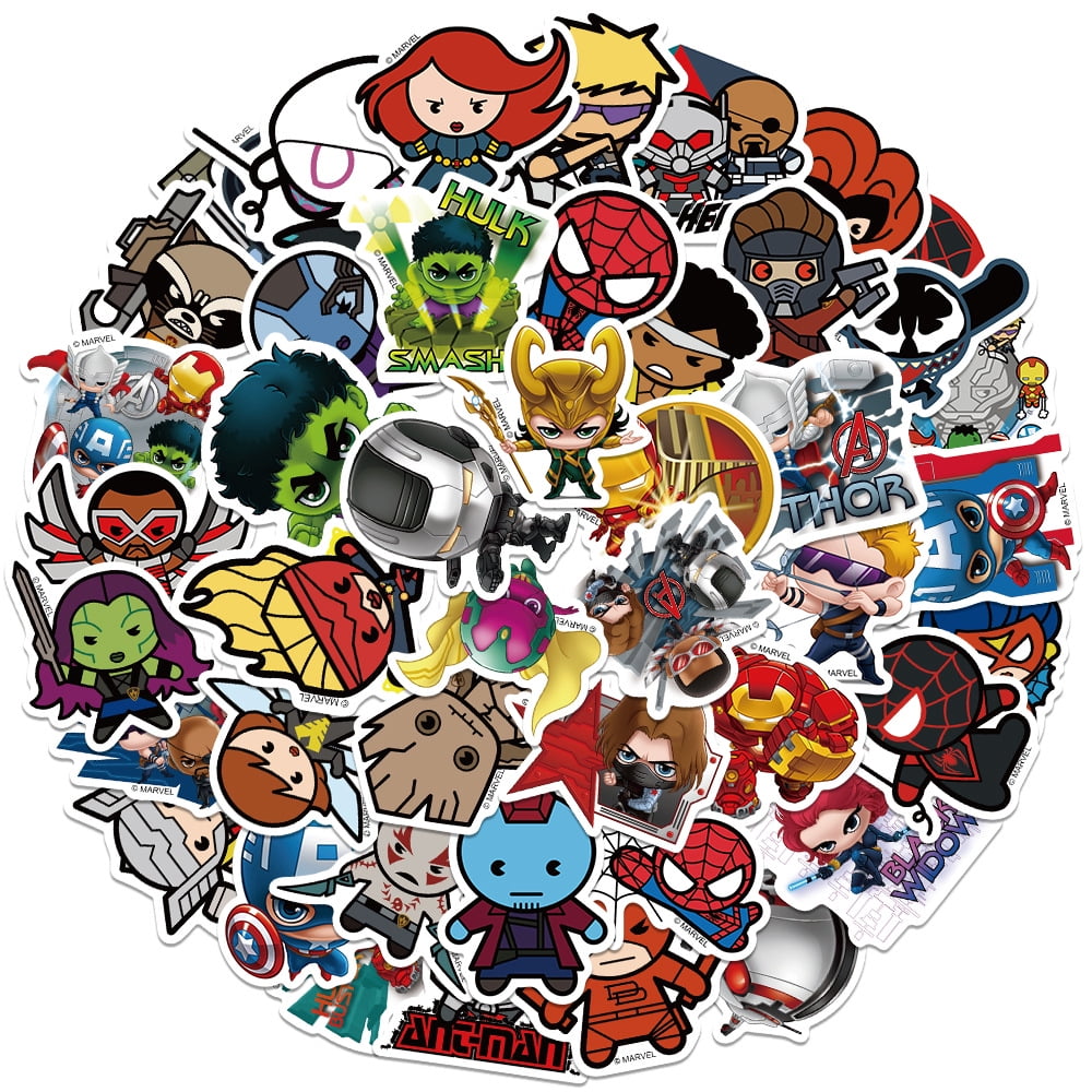 ZOOUSQII 200 PCS Cute Cartoon The Avengers Stickers, Waterproof Vinyl ...