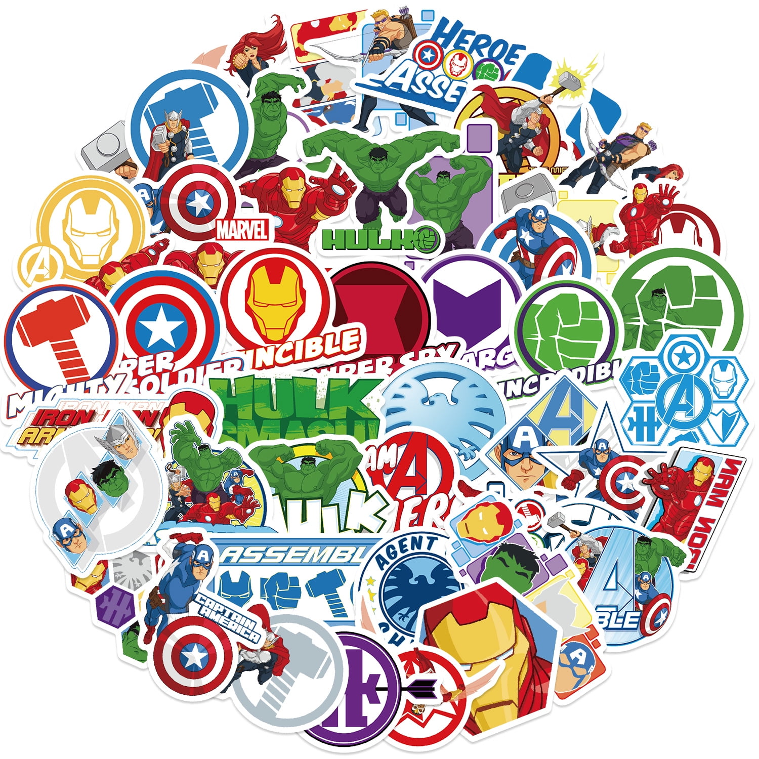 ZOOUSQII 200 PCS Cute Cartoon The Avengers Stickers, Waterproof Vinyl ...
