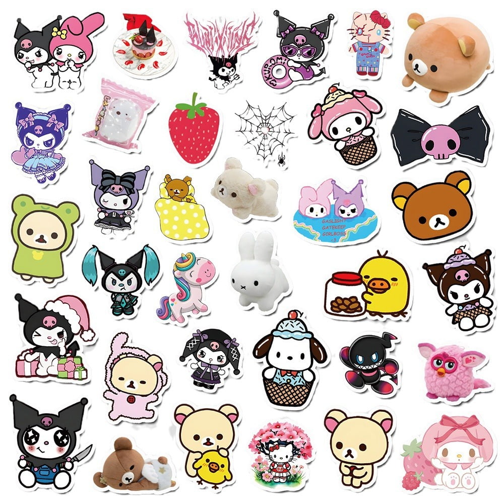 ZOOUSQII 200 PCS Cute Sanrio Cartoon Stickers, Waterproof Vinyl Decal ...