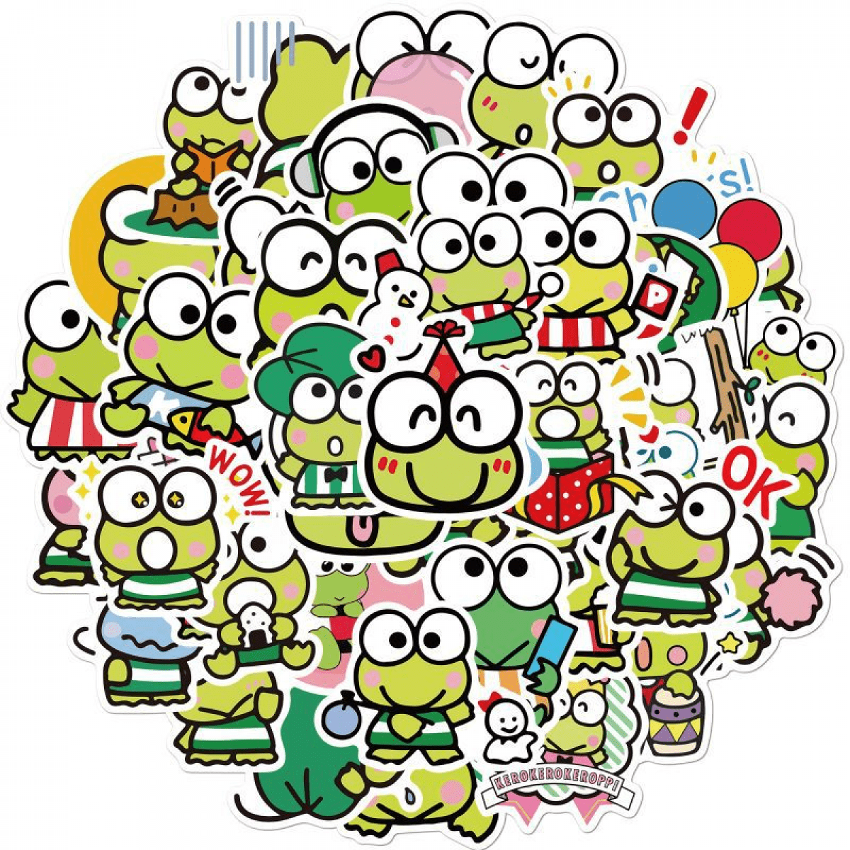 ZOOUSQII 200 PCS Cute Sanrio Keroppi Cartoon Stickers, Waterproof Vinyl Decal for Girl Teen Kids ...