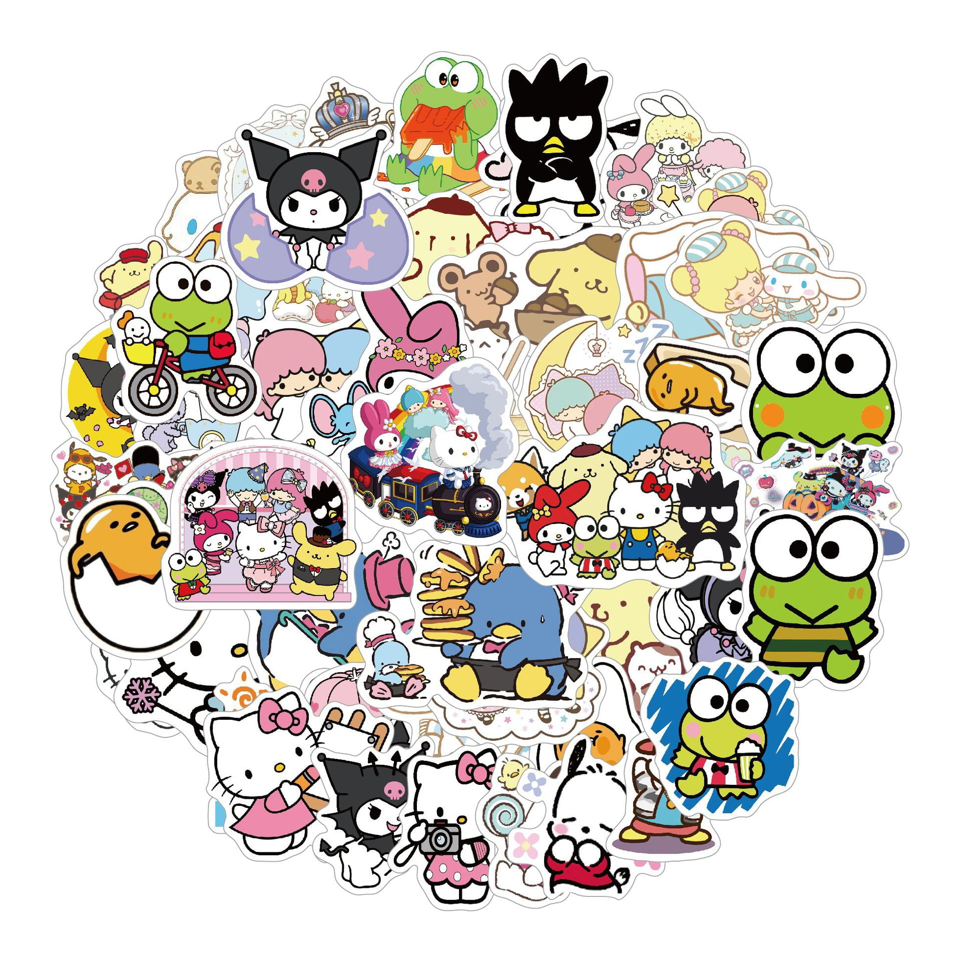 ZOOUSQII 49Pcs Cute Cartoon Sanrio Cartoon Stickers, Waterproof Vinyl Decal for Girl Teen Kids ...