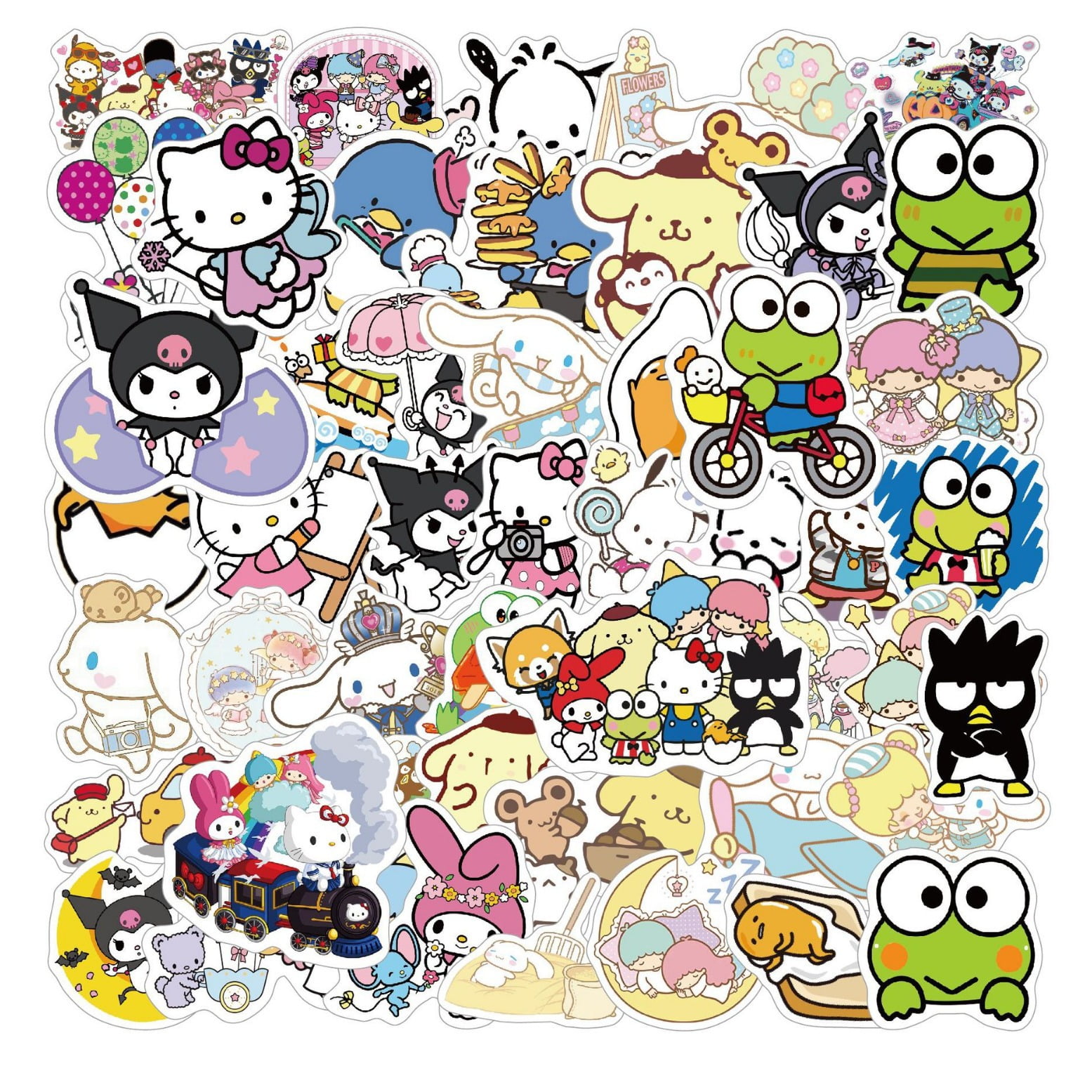 ZOOUSQII 49pcs Cute Sanrio Cartoon Stickers, Waterproof Vinyl Decal for ...