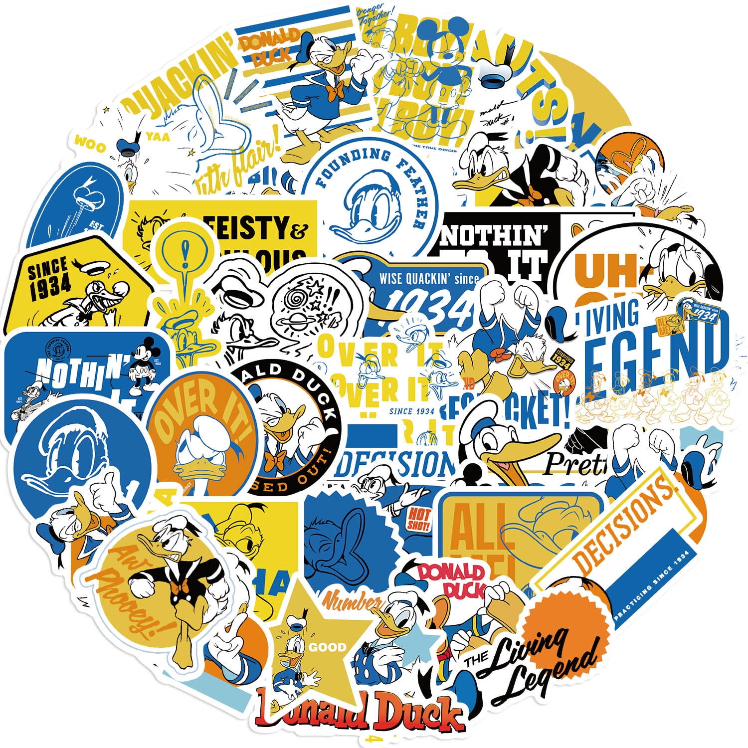 ZOOUSQII 50Pcs Cute Cartoon Donald Duck Cartoon Stickers, Waterproof ...