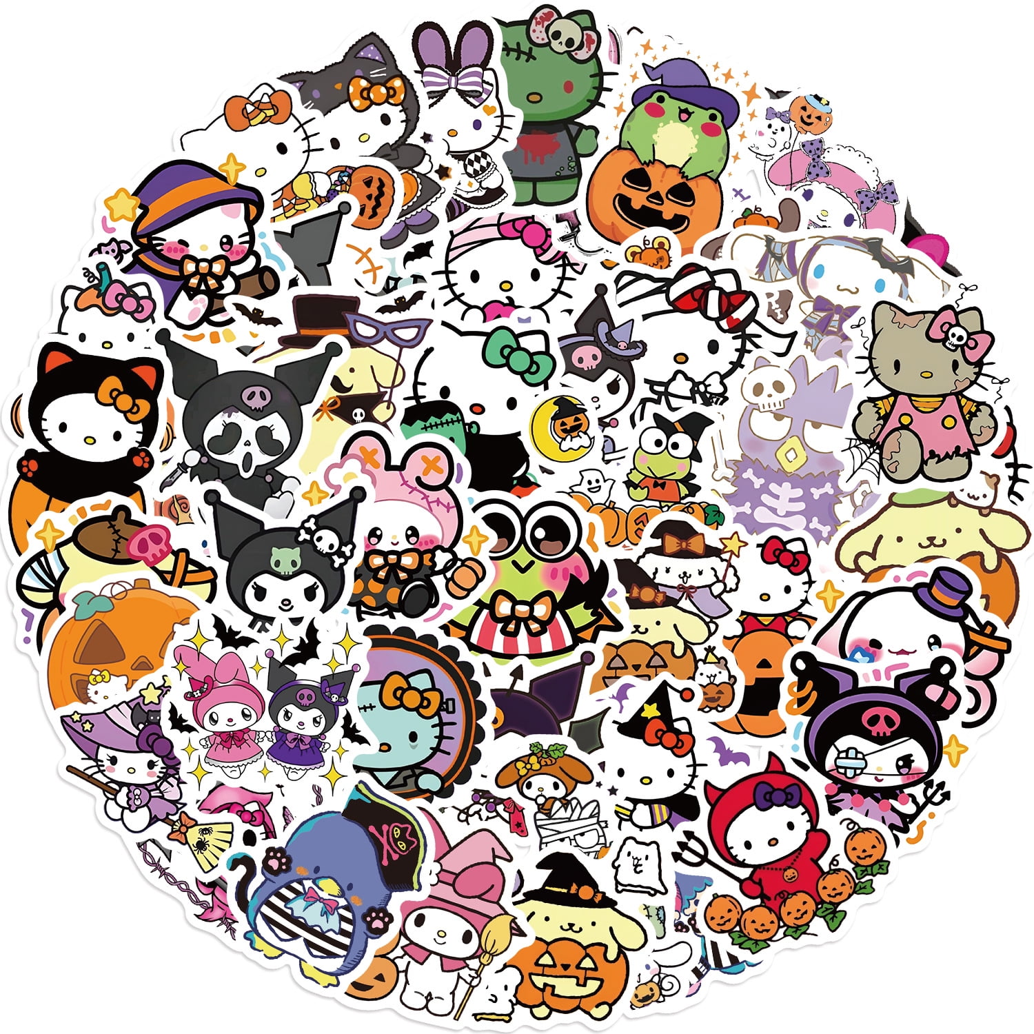 ZOOUSQII 50Pcs Cute Cartoon Sanrio Halloween Cartoon Stickers ...