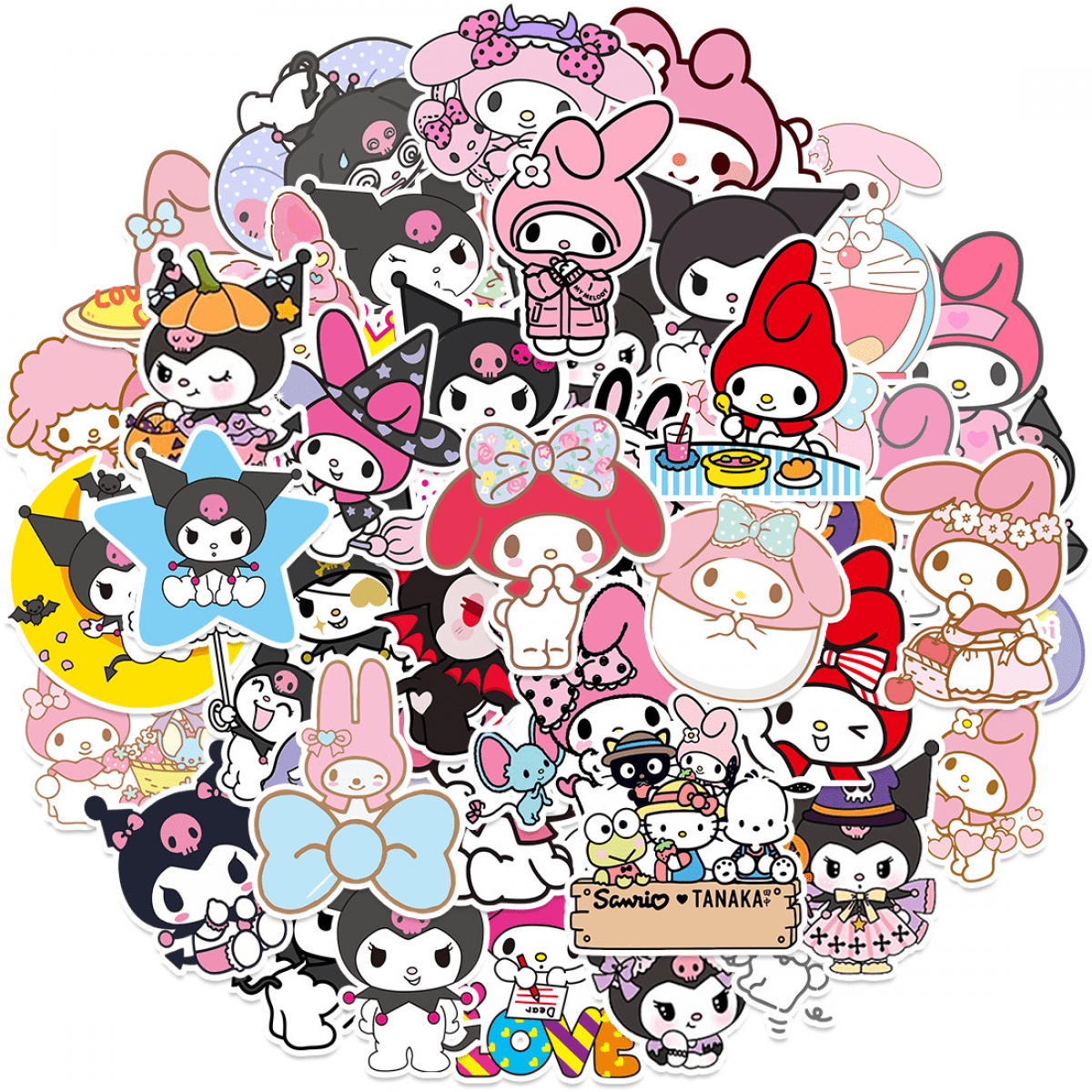 ZOOUSQII 50Pcs Cute Cartoon Sanrio Melody Cartoon Stickers, Waterproof Vinyl Decal for Girl Teen ...