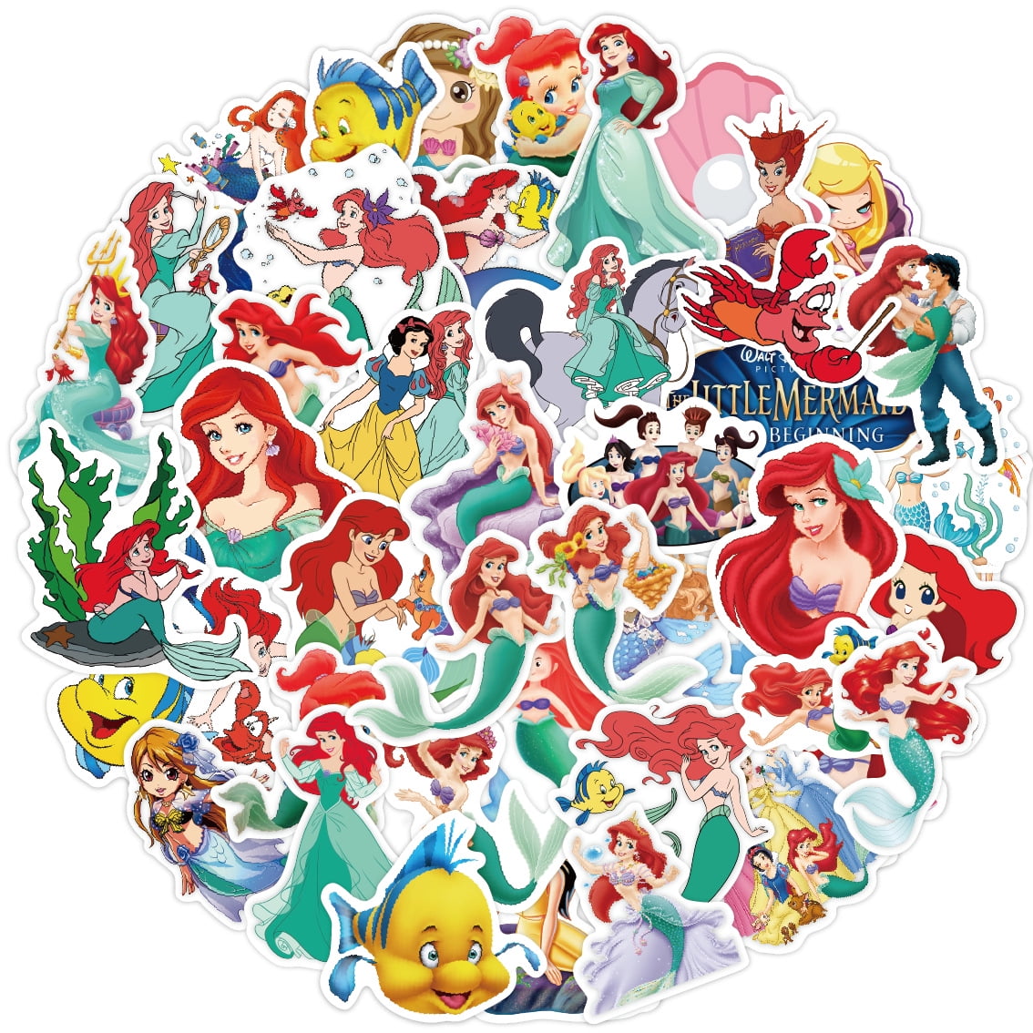 ZOOUSQII 50Pcs Cute Mermaids Cartoon Stickers, Waterproof Vinyl Decal ...