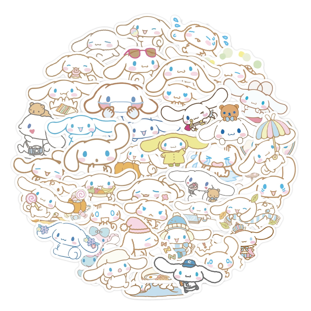 ZOOUSQII 50Pcs Cute Sanrio Cinnamoroll Cartoon Stickers, Waterproof ...