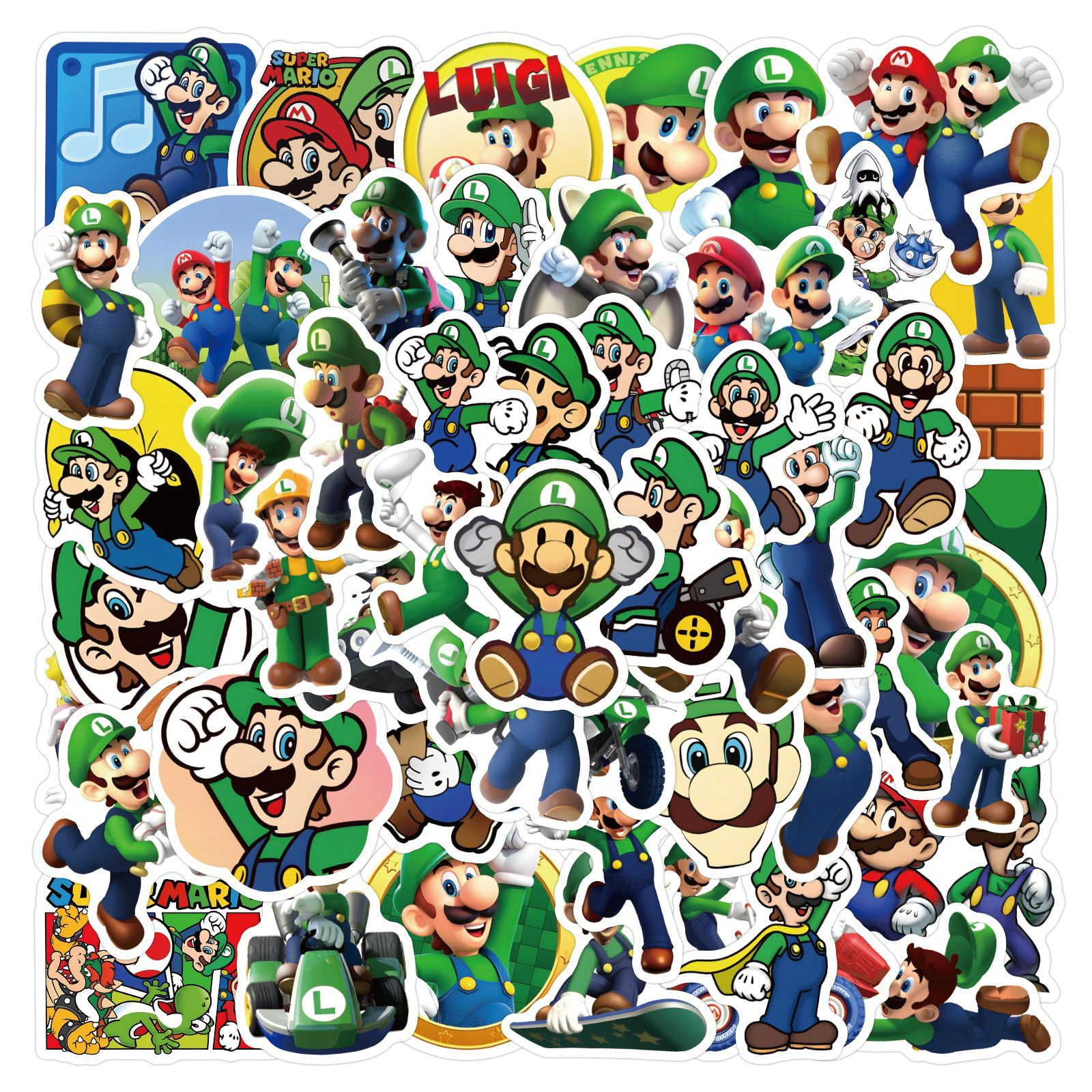 ZOOUSQII 50Pcs Cute Super Mario Cartoon Stickers, Waterproof Vinyl ...