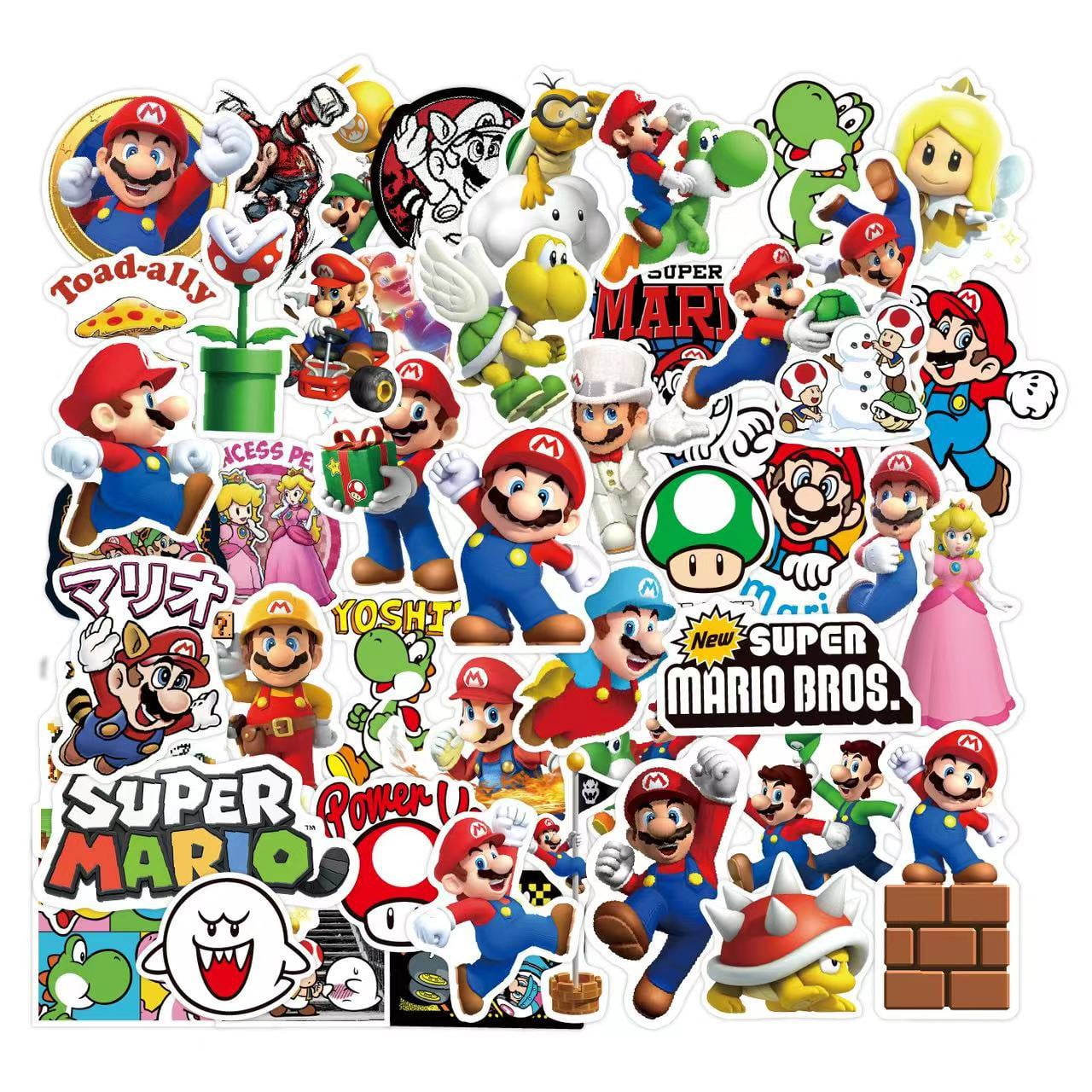 ZOOUSQII 50Pcs Cute Super Mario Cartoon Stickers, Waterproof Vinyl ...