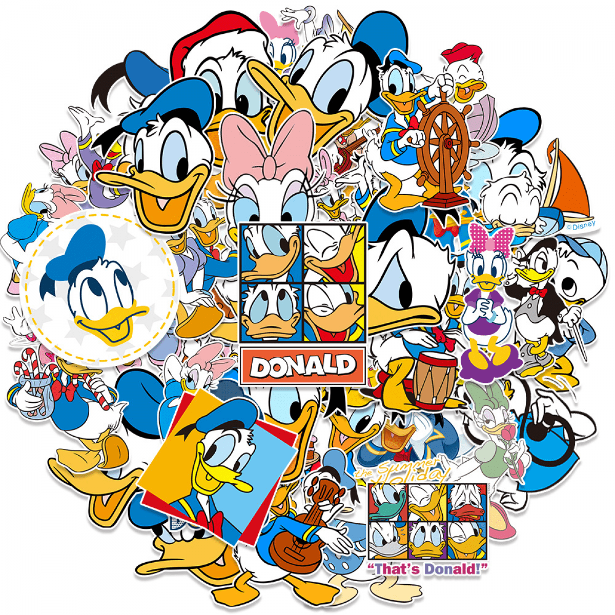 ZOOUSQII 50pcs Cute Donald Duck Cartoon Stickers, Waterproof Vinyl Decal for Girl Teen Kids ...