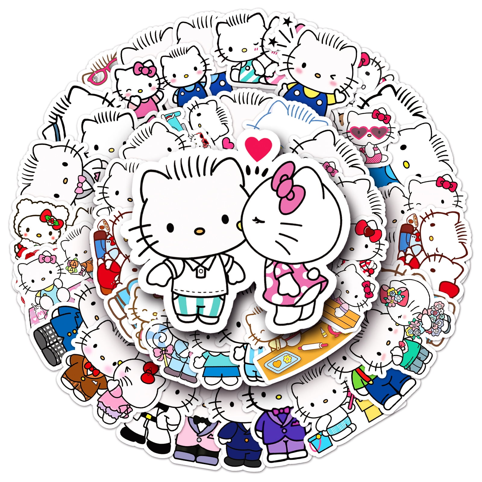 ZOOUSQII 50pcs Cute Hello Kitty Cartoon Stickers, Waterproof Vinyl ...