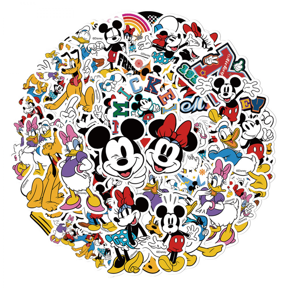 ZOOUSQII 50pcs Cute Mickey Mouse Cartoon Stickers, Waterproof Vinyl ...