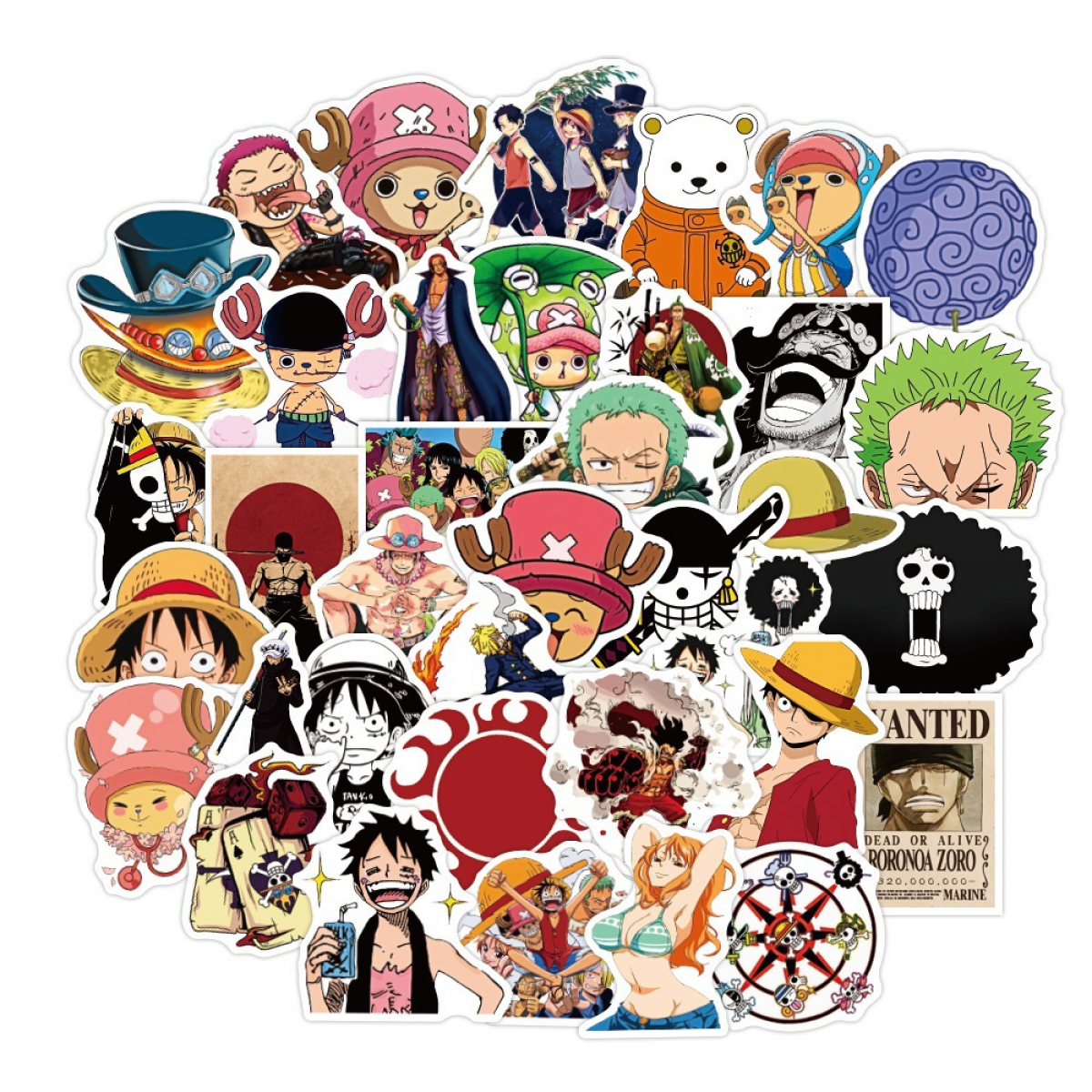 ZOOUSQII 50pcs Cute ONE PIECE Cartoon Stickers, Waterproof Vinyl Decal ...