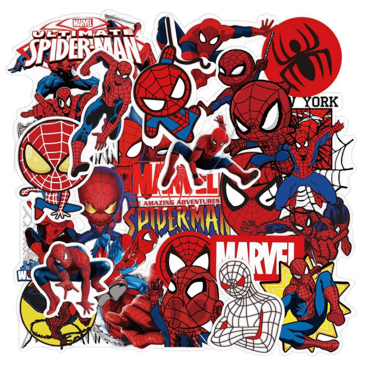 ZOOUSQII 50pcs Cute Spider-Man Cartoon Stickers, Waterproof Vinyl Decal ...