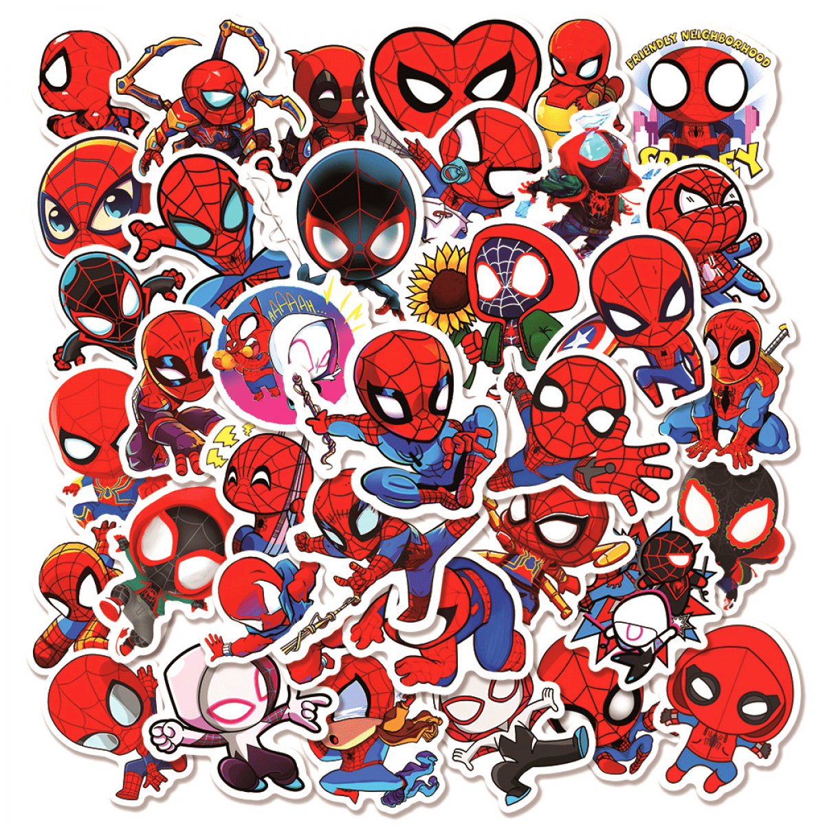 ZOOUSQII 50pcs Cute Spider-Man Cartoon Stickers, Waterproof Vinyl Decal ...