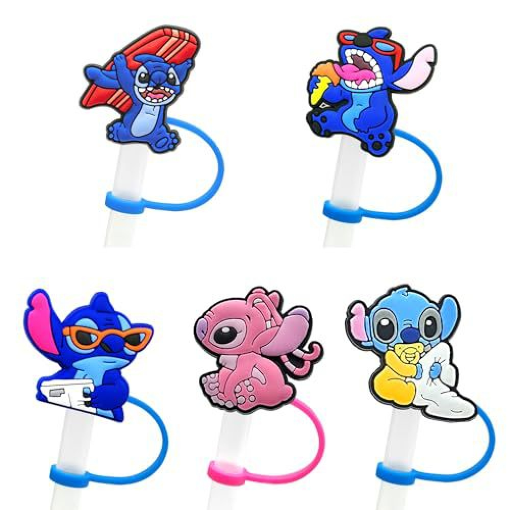 ZHZIYAG 5Pcs Stitch Straw Cover for Stanley Cup, 8mm Cartoon Silicone ...